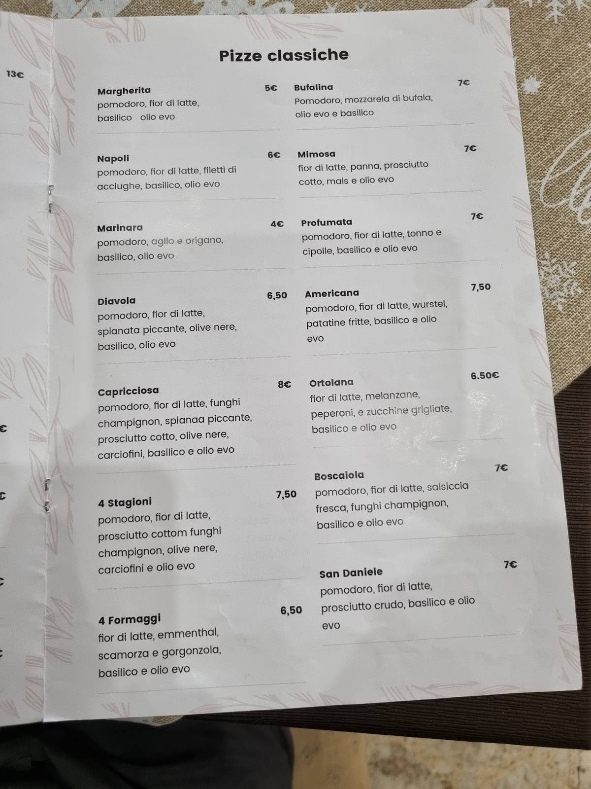 Menu da Ristorante Pizzeria Bar Tabacchi Le Tre Stelle, Polla