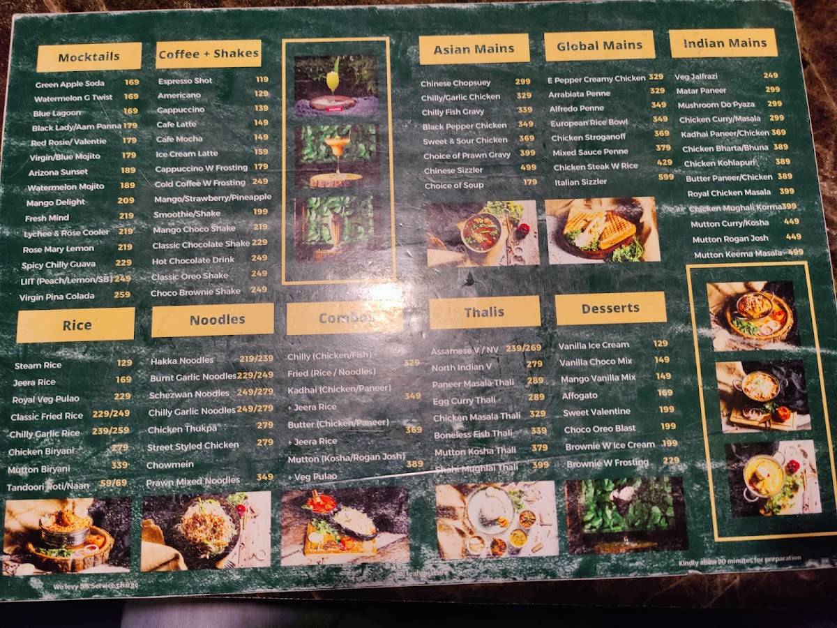 Menu at Leaf Deck Café, Guwahati