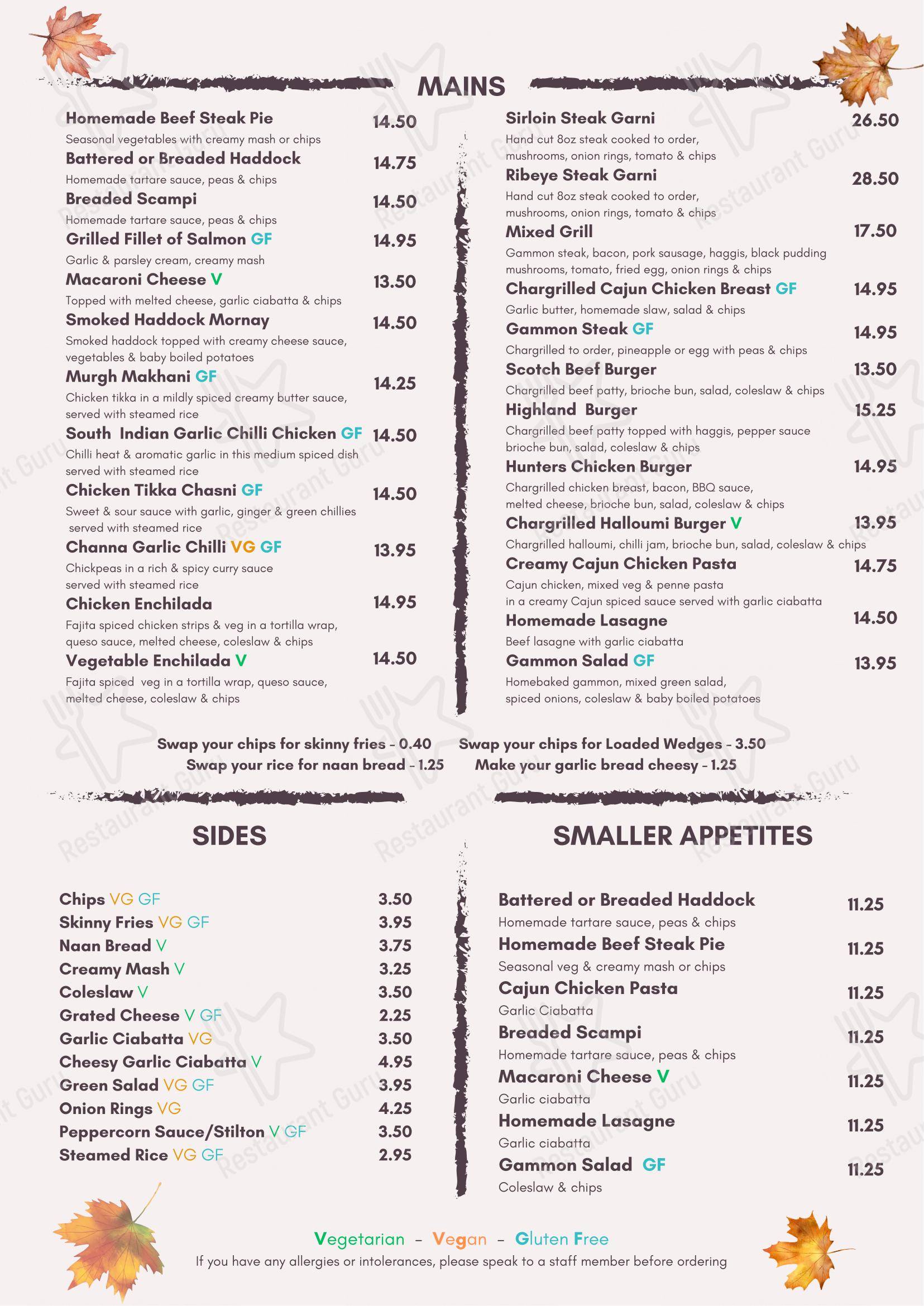 Menu at Leapark Hotel pub & bar, Grangemouth