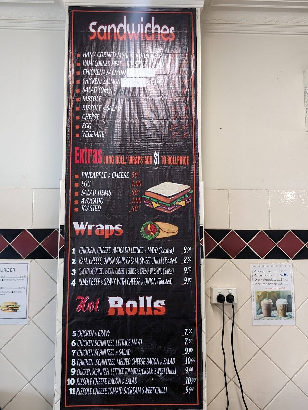 Menu at Le's Bakery and Coffee, Branxton