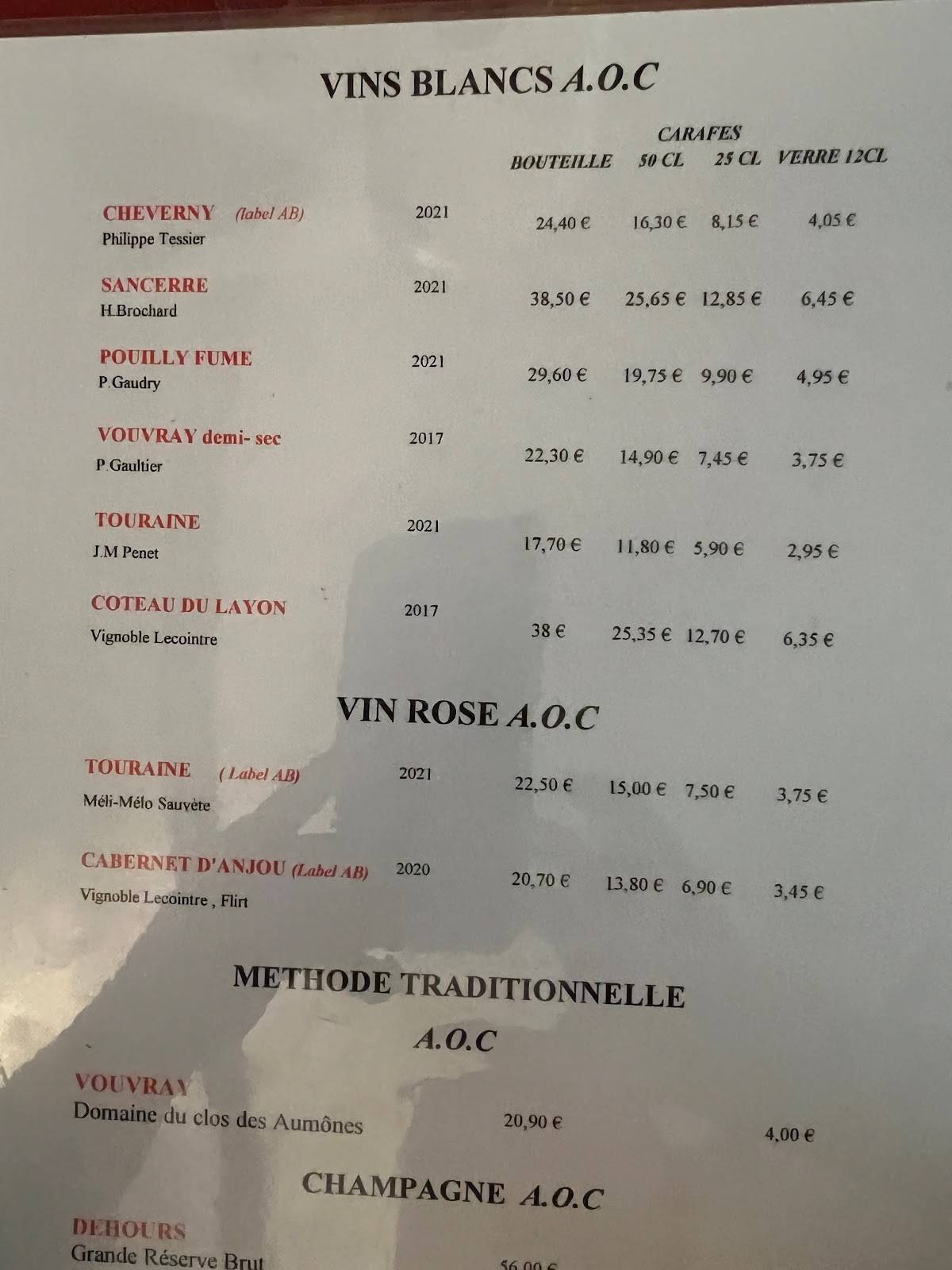 Menu au Restaurant Les Banquettes Rouges Blois, Blois