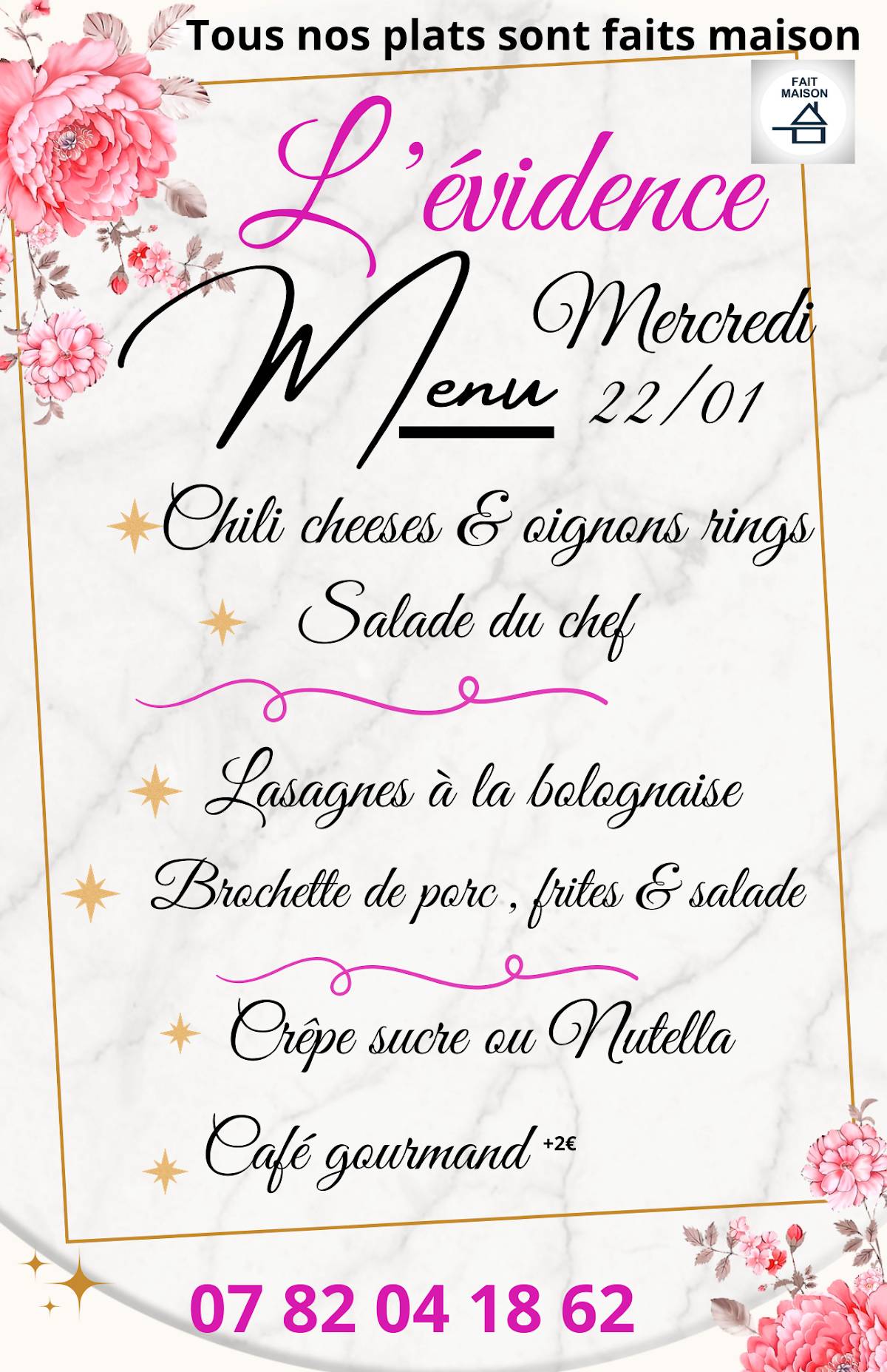 Menu au L'évidence.. restaurant, Saint-Alban