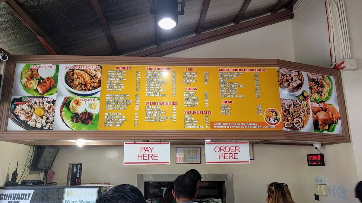 Menu at Liam's Lomi House restaurant, Lipa