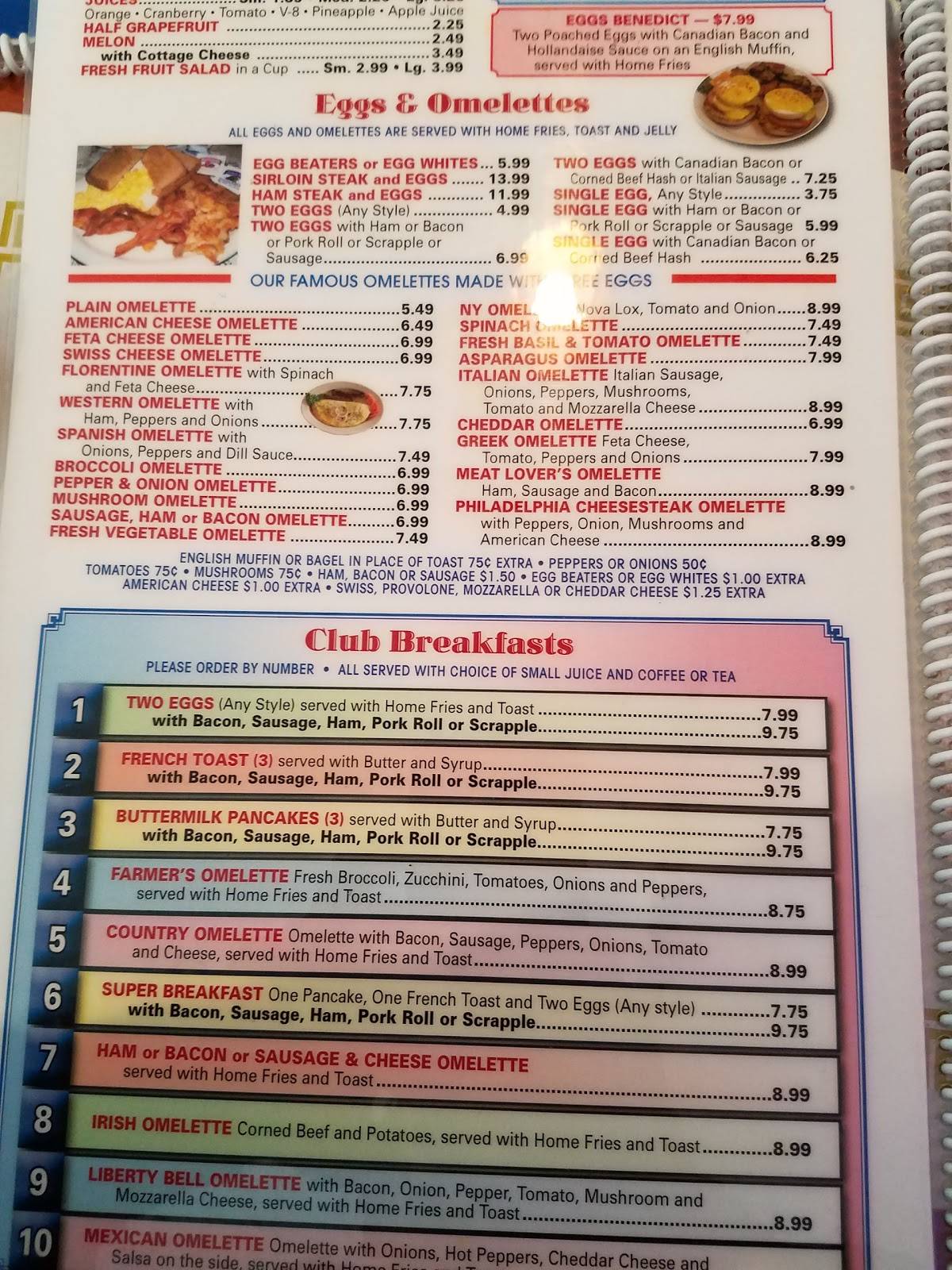 Menu at Liberty Bell Diner restaurant, Philadelphia, 8445 Frankford Ave