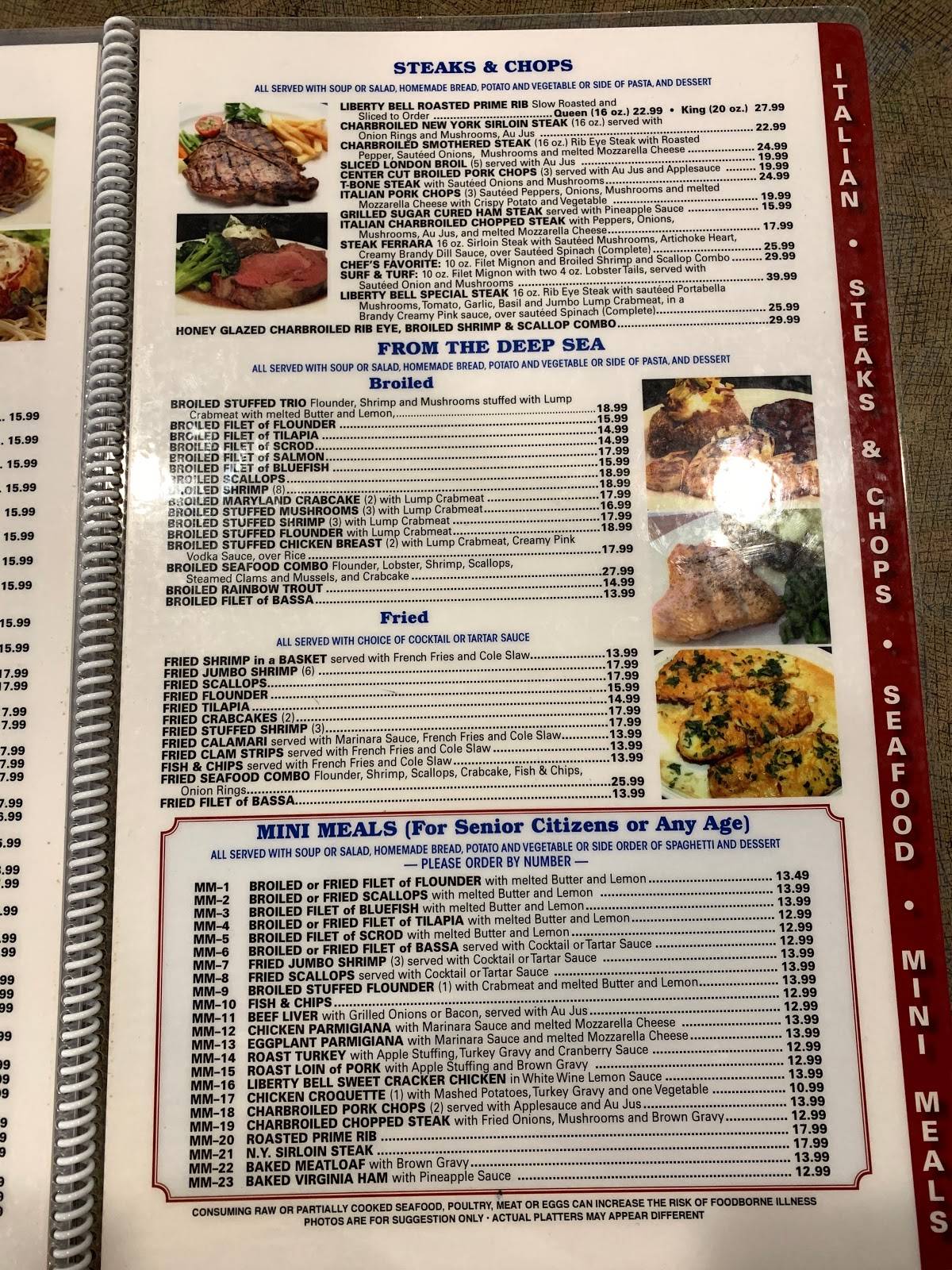 Menu at Liberty Bell Diner restaurant, Philadelphia, 8445 Frankford Ave