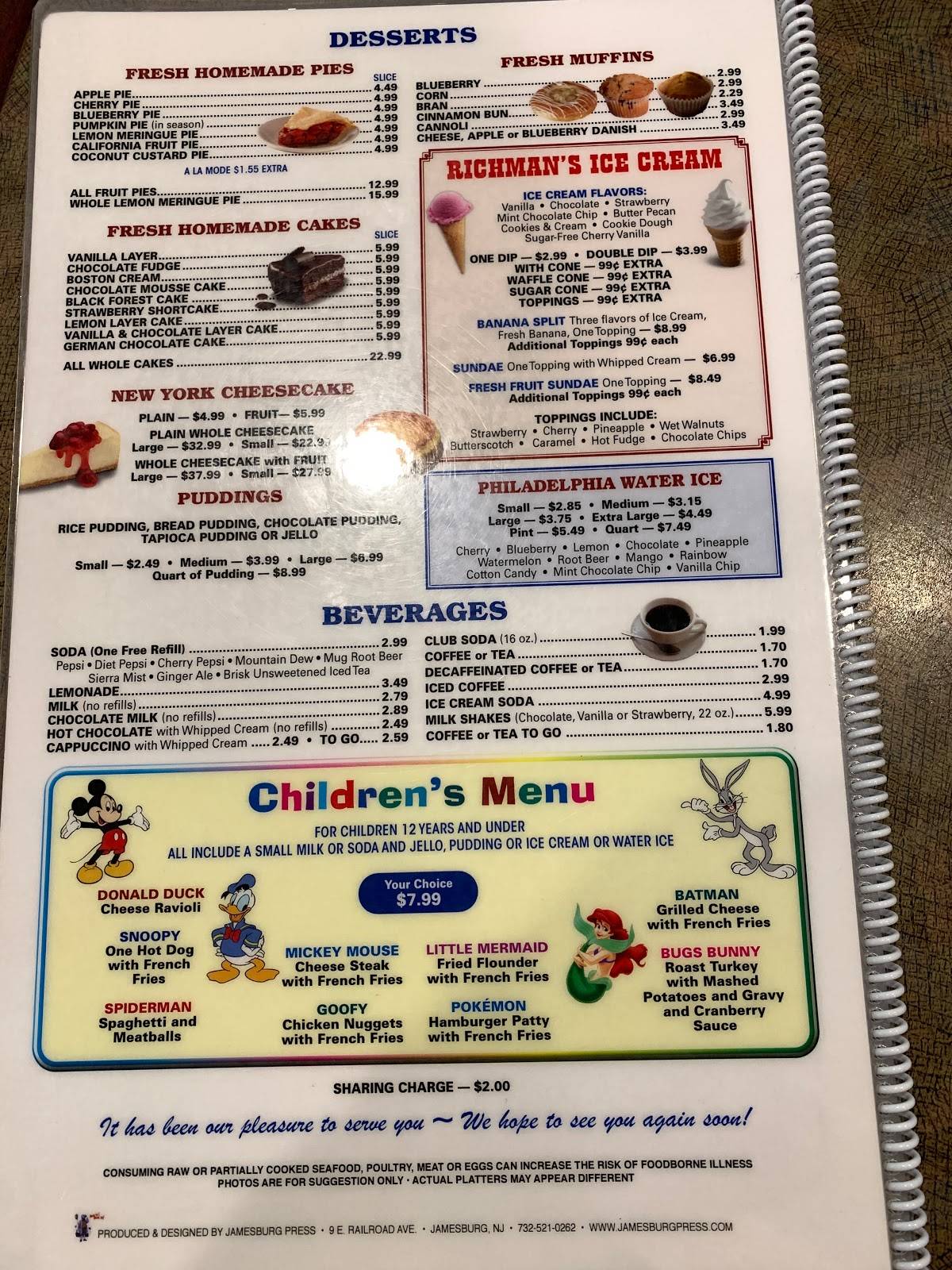 Menu at Liberty Bell Diner restaurant, Philadelphia, 8445 Frankford Ave