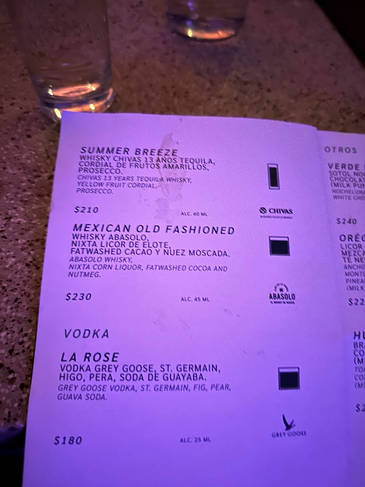 Carta del pub y bar Licorería Limantour, Ciudad del México, Av. Álvaro ...