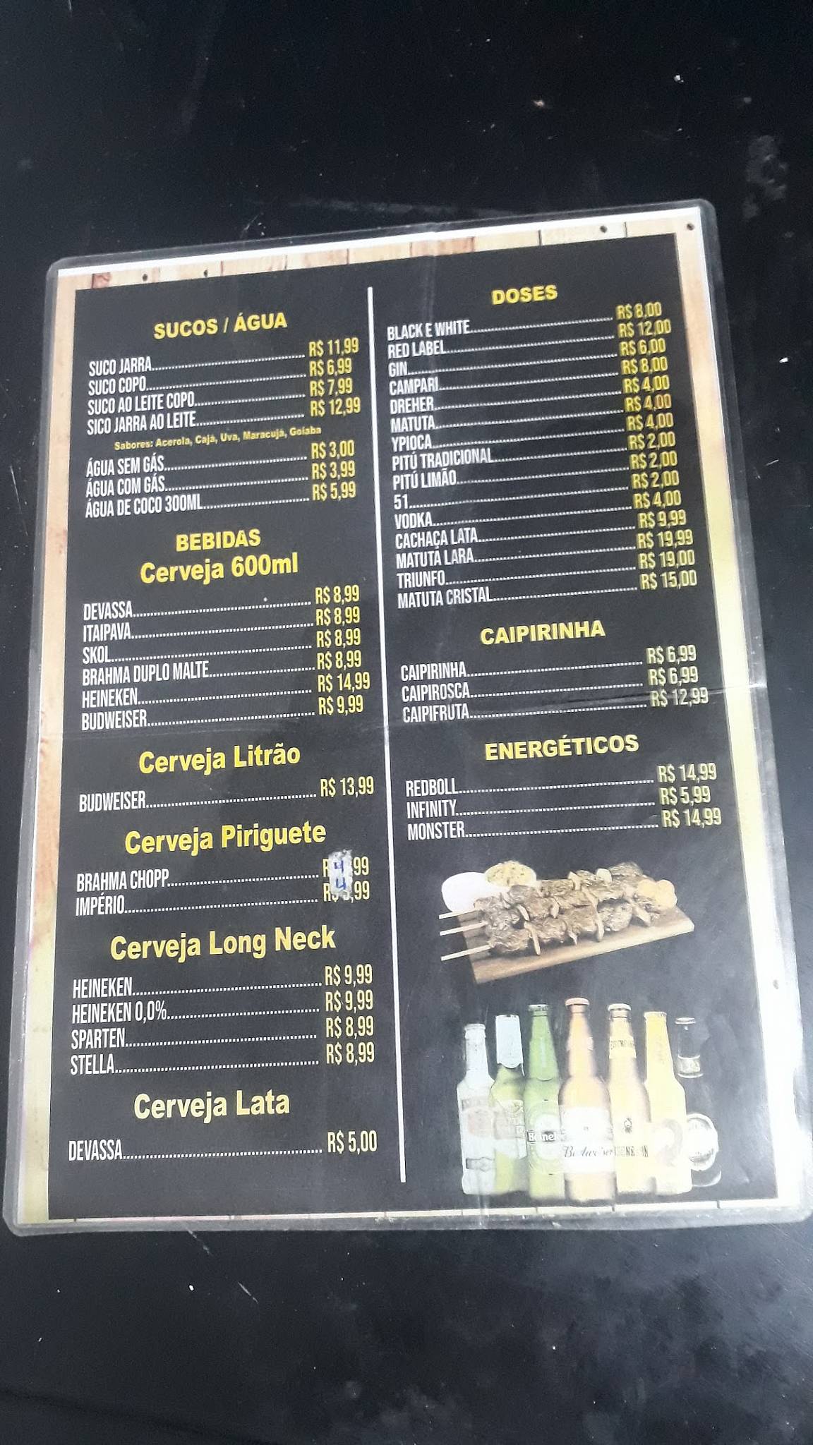 Menu em Lingua na brasa espetos pub & Bar, Parnamirim