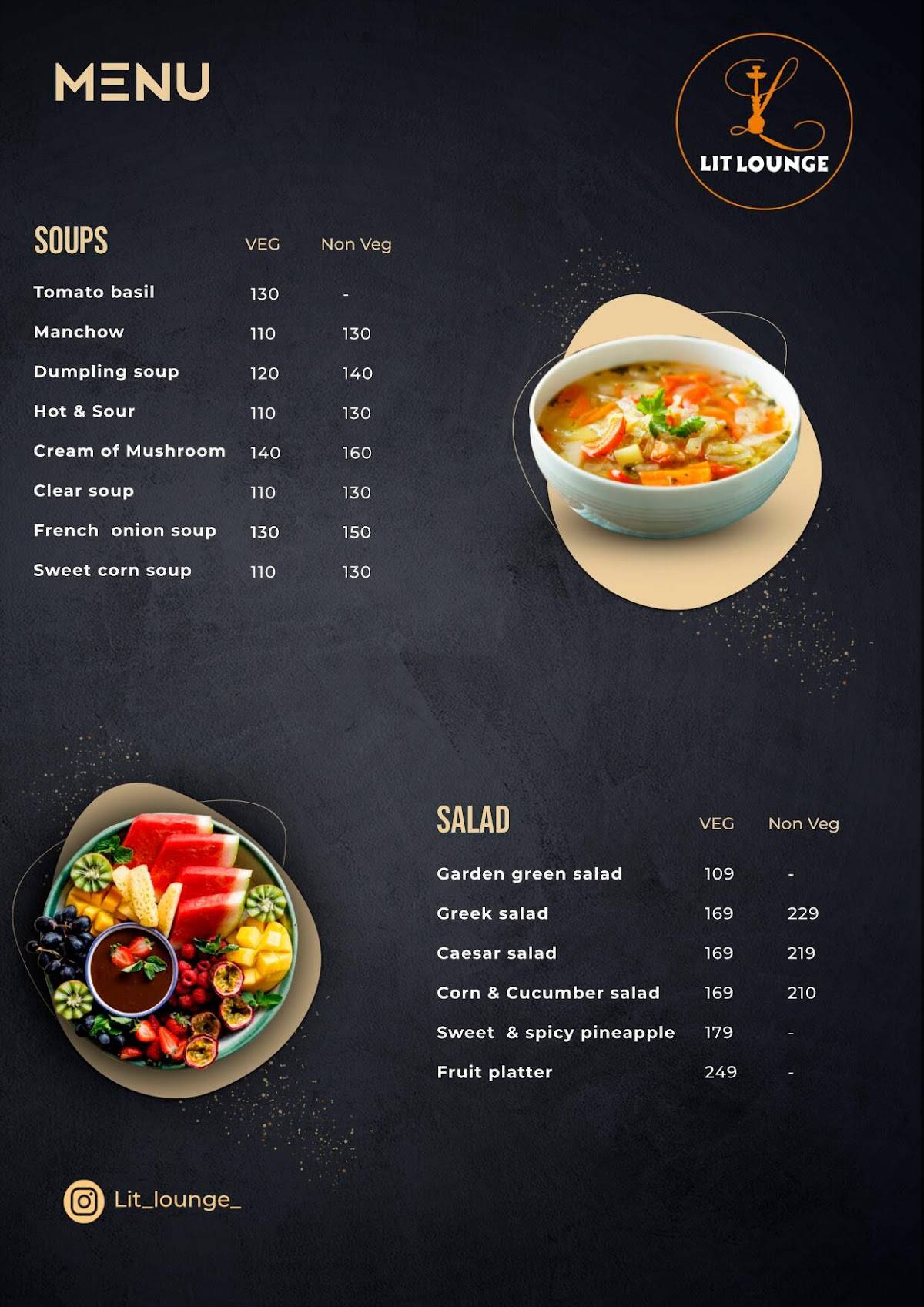 Menu at Lit Lounge, Bengaluru