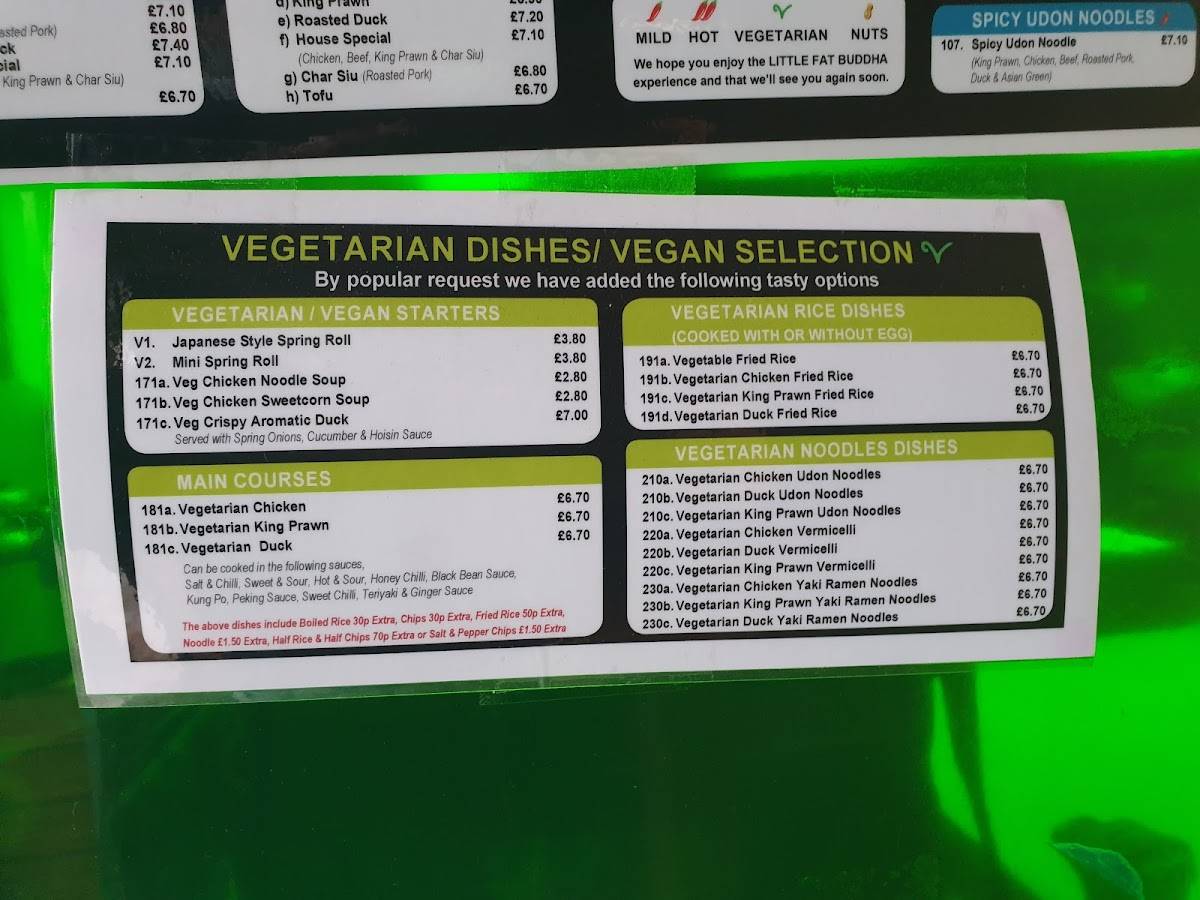Menu at Little Fat Buddha fast food, Darlington
