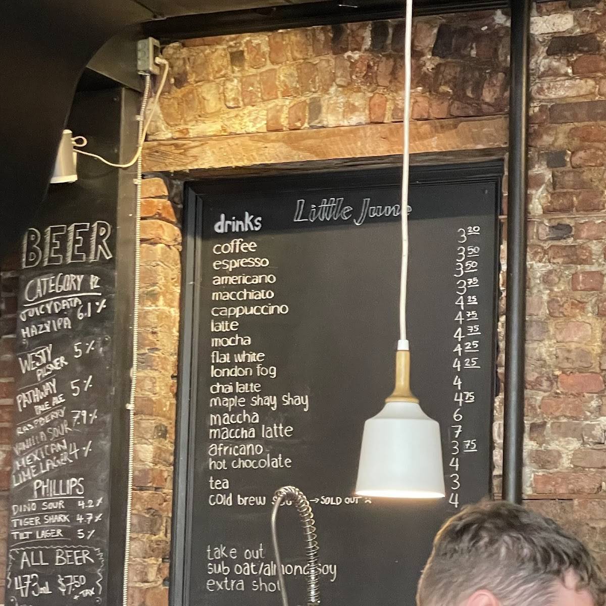 Menu at Little June cafe, Victoria