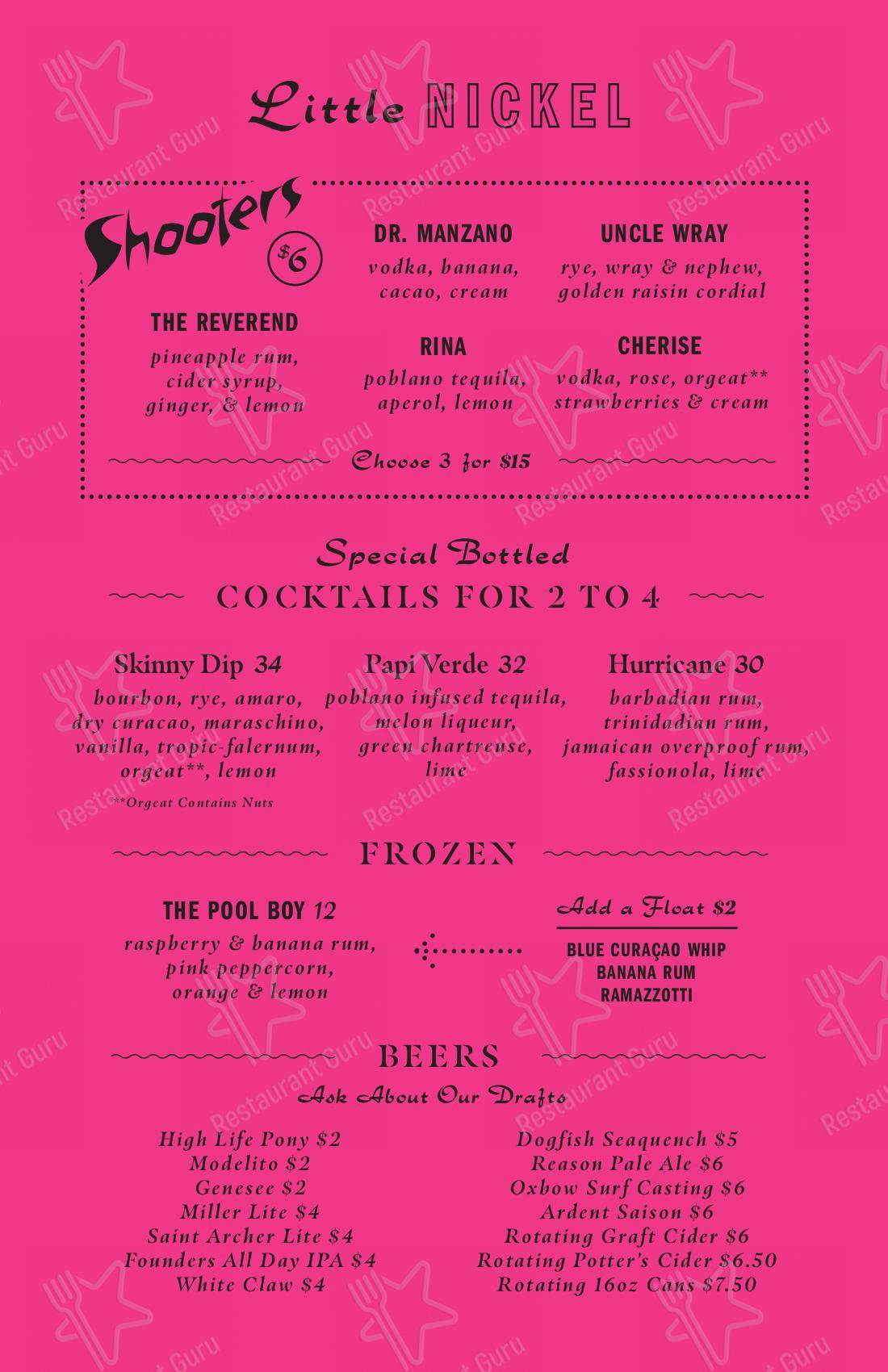 Menu at Little Nickel pub & bar, Richmond