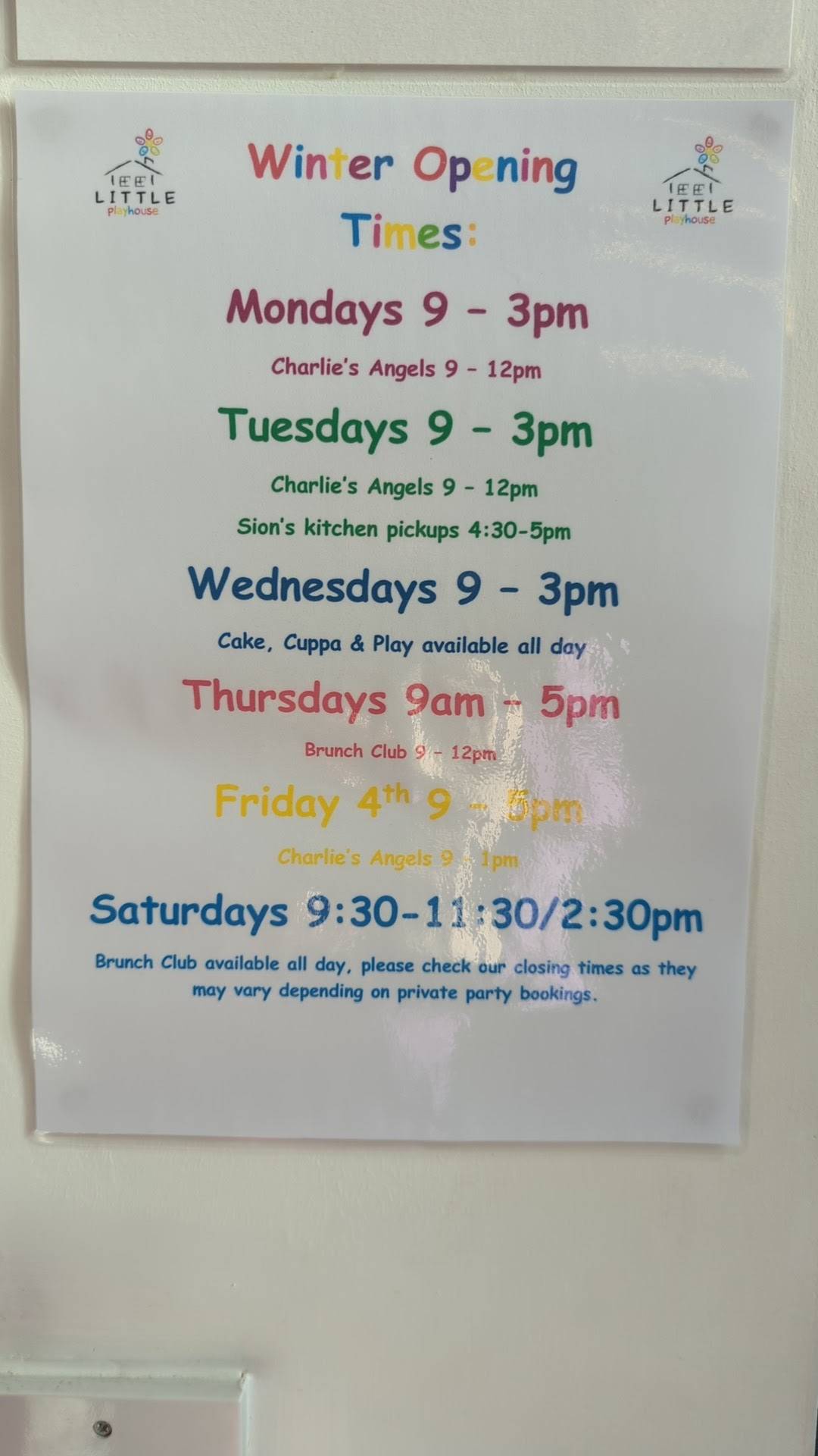Menu at Little Playhouse Cafe and Soft Play, Abercynon