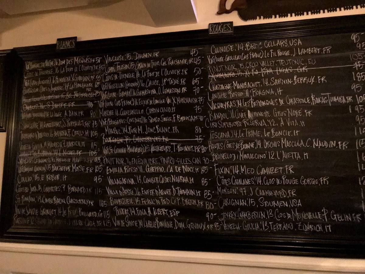Menu au Liverpool House restaurant, Montréal