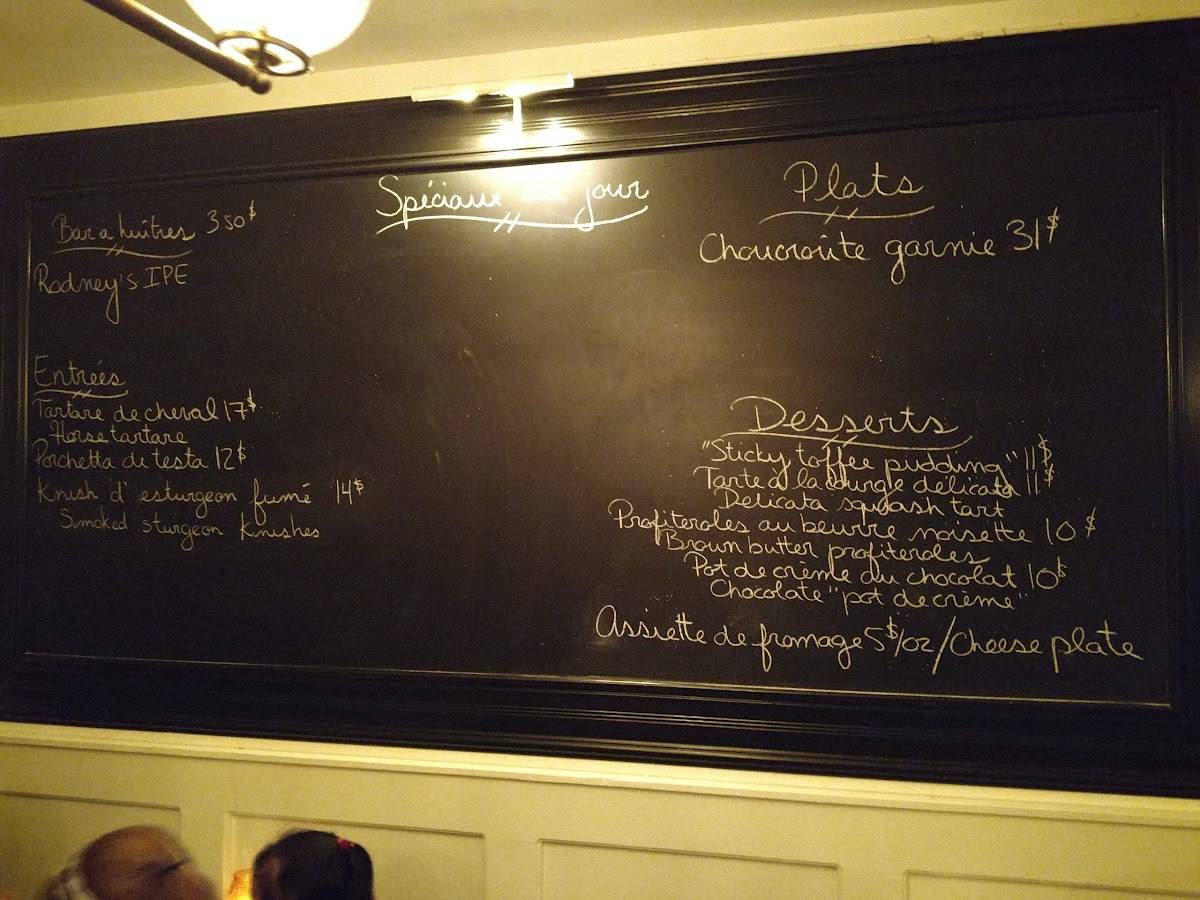 Menu au Liverpool House restaurant, Montréal