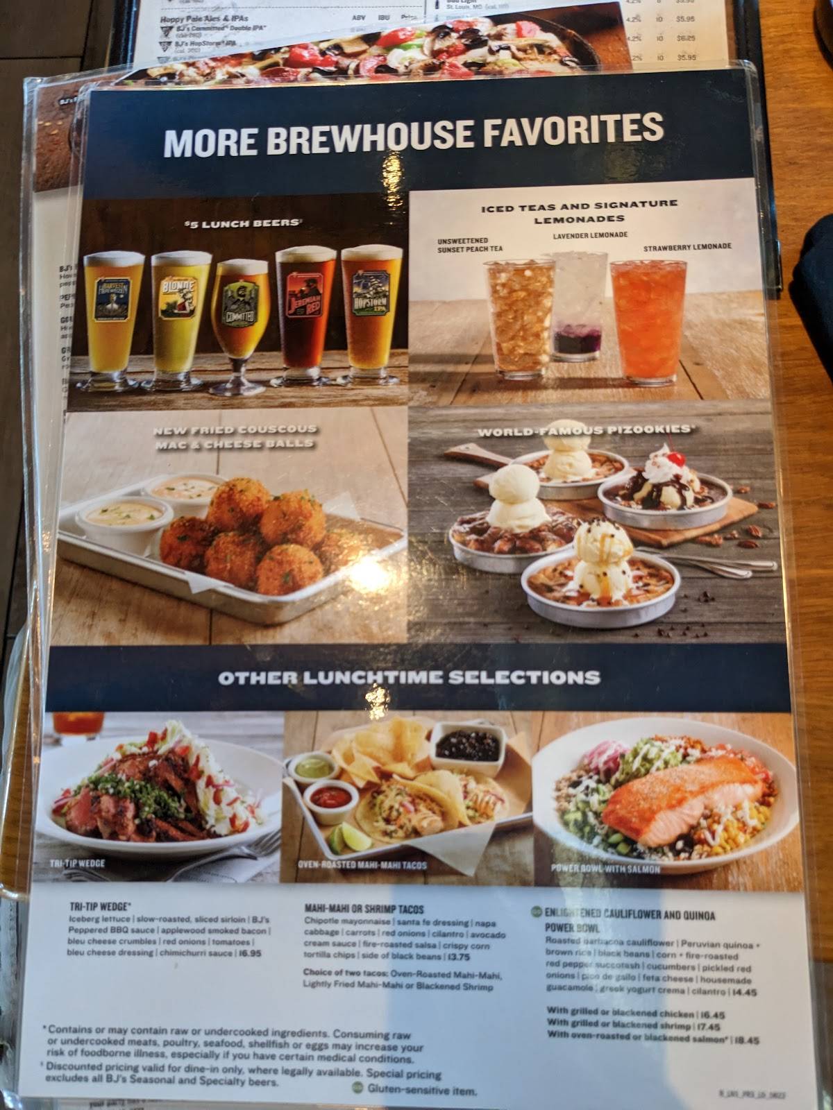 Menu at BJ's Restaurant & Brewhouse, Livonia