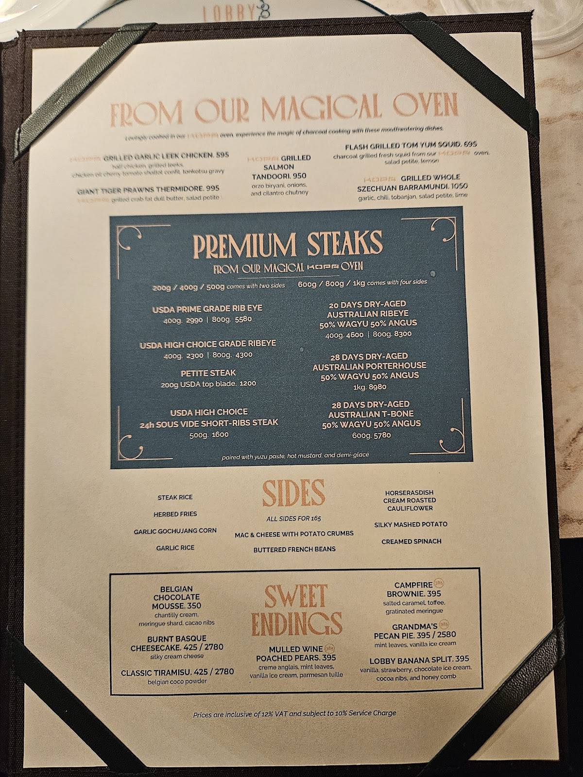 Menu at Lobby 385 restaurant, Manila