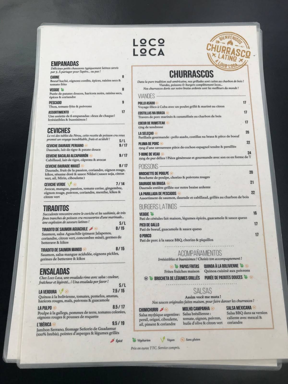 Menu au Loco Loca Lorient restaurant, Lorient