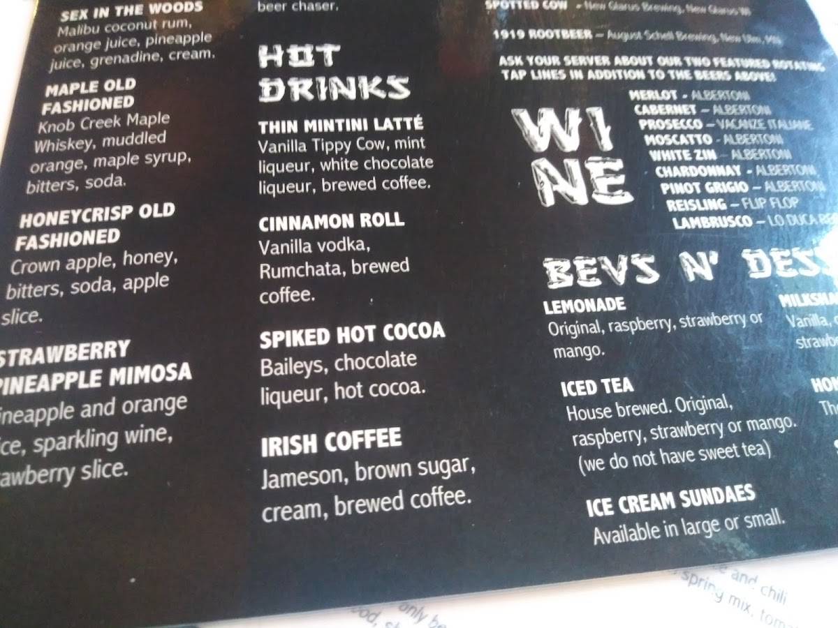 Menu at Log Cabin Inn restaurant, Howards Grove