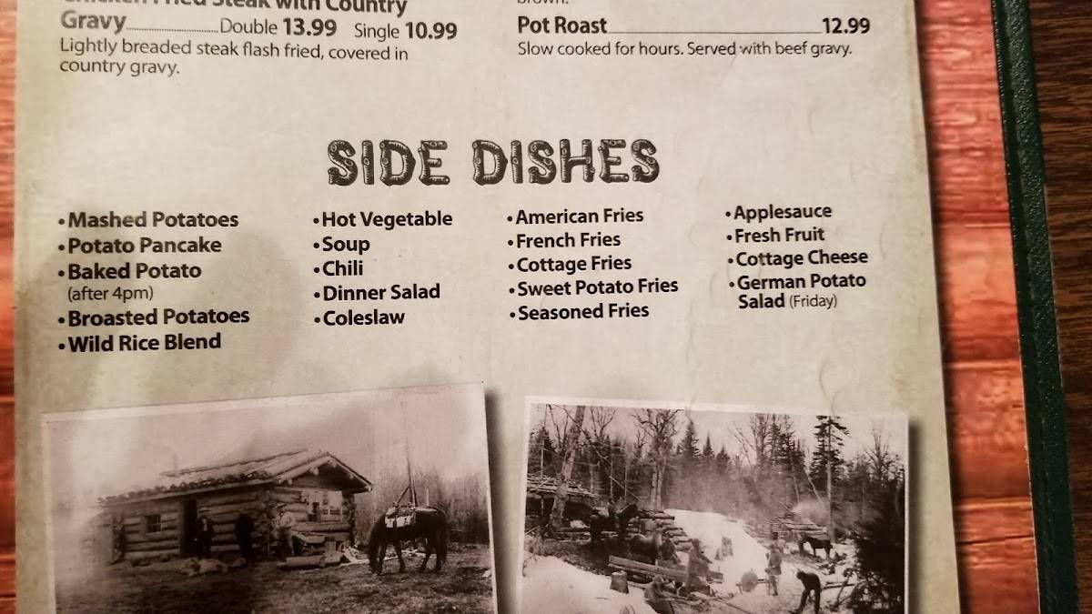 Menu at Log Cabin Inn restaurant, Howards Grove