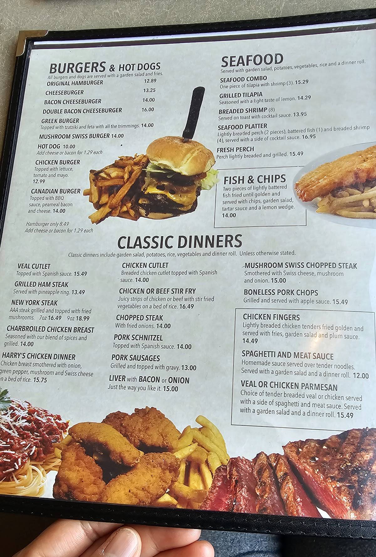 Menu at Harry's Restaurant, London
