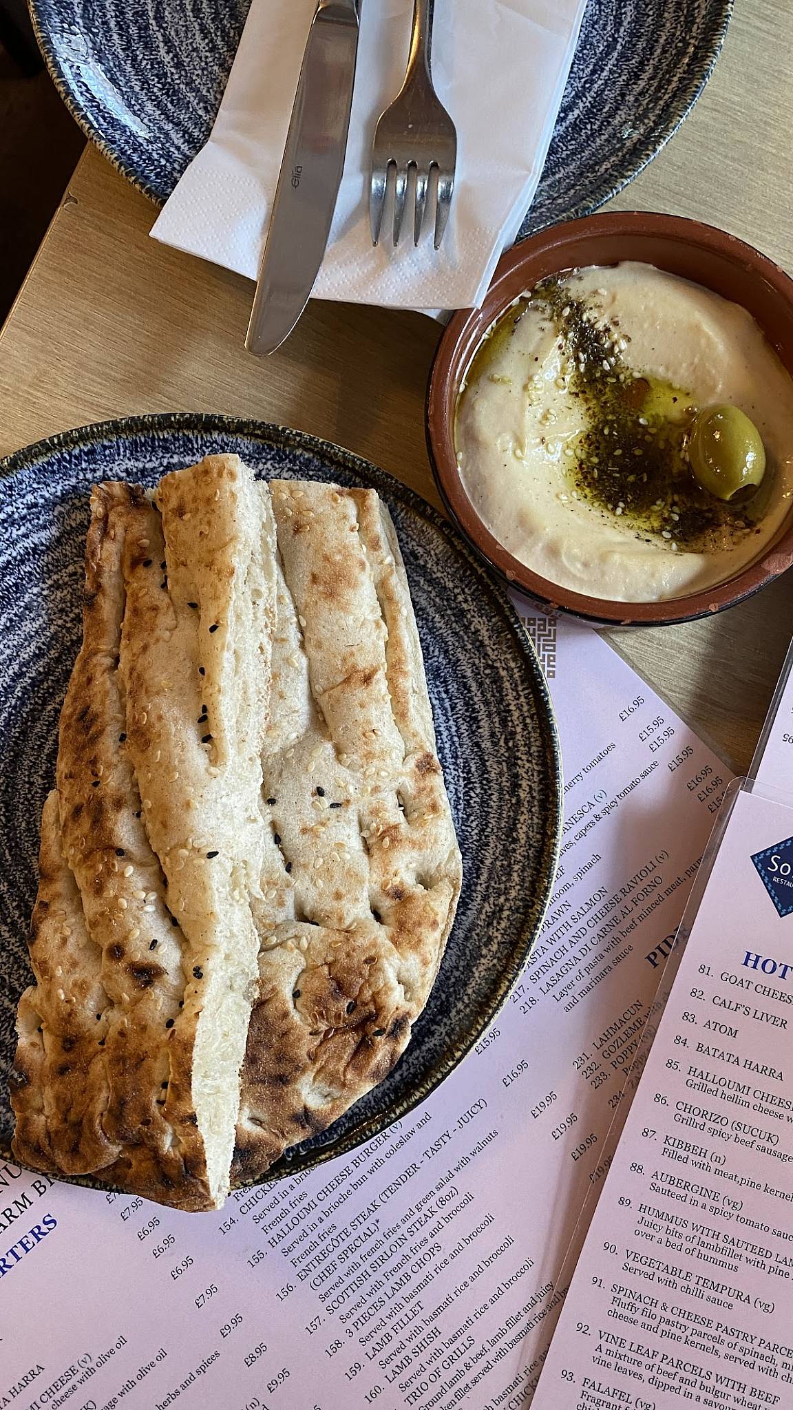 Menu at Sofra restaurant, London, 1 St Christopher's Pl