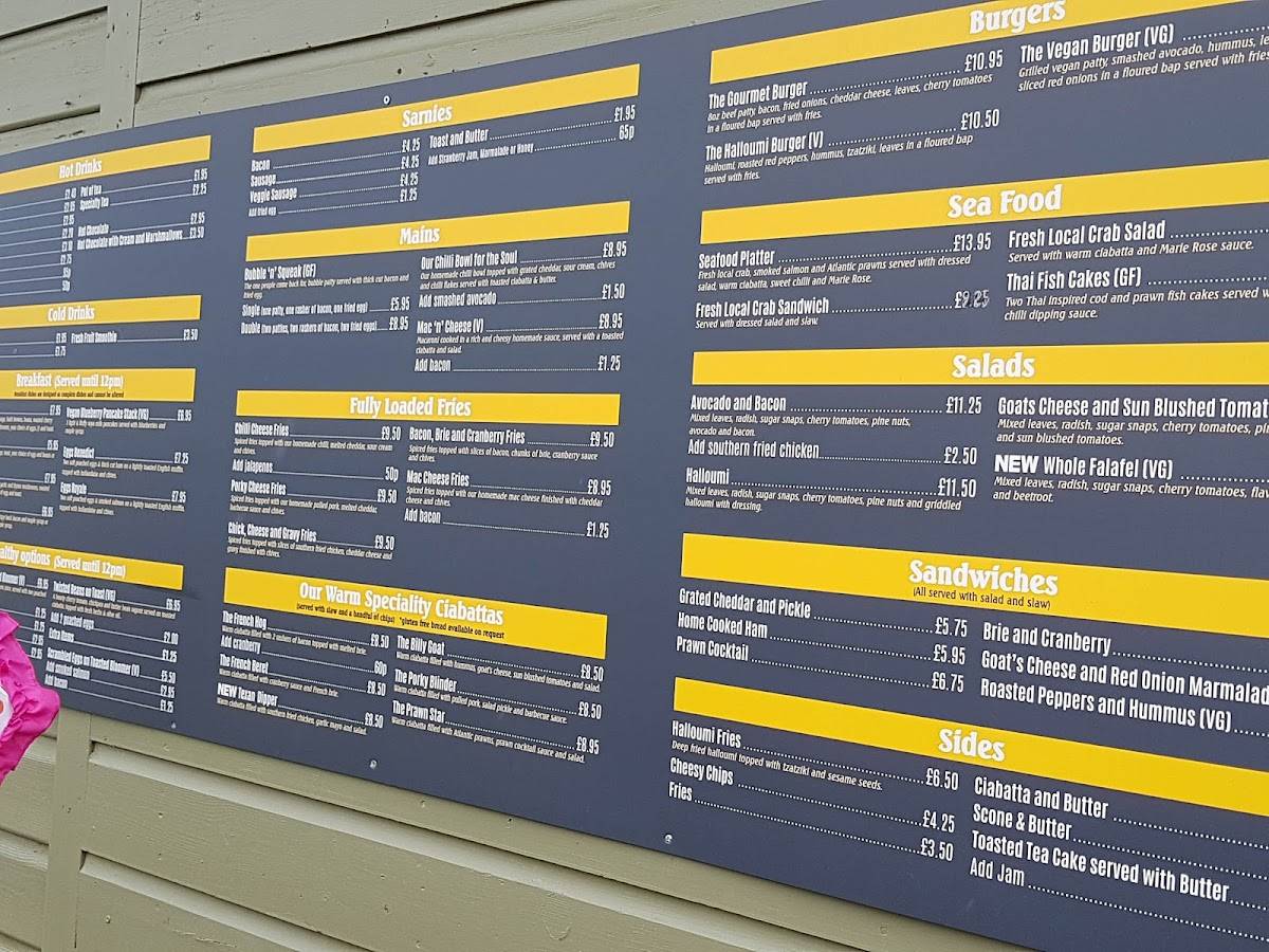 Menu at Lookout Cafe, Weymouth