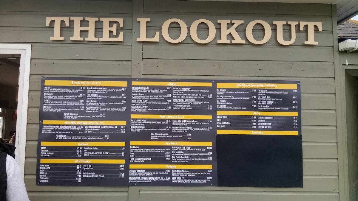 Menu at Lookout Cafe, Weymouth