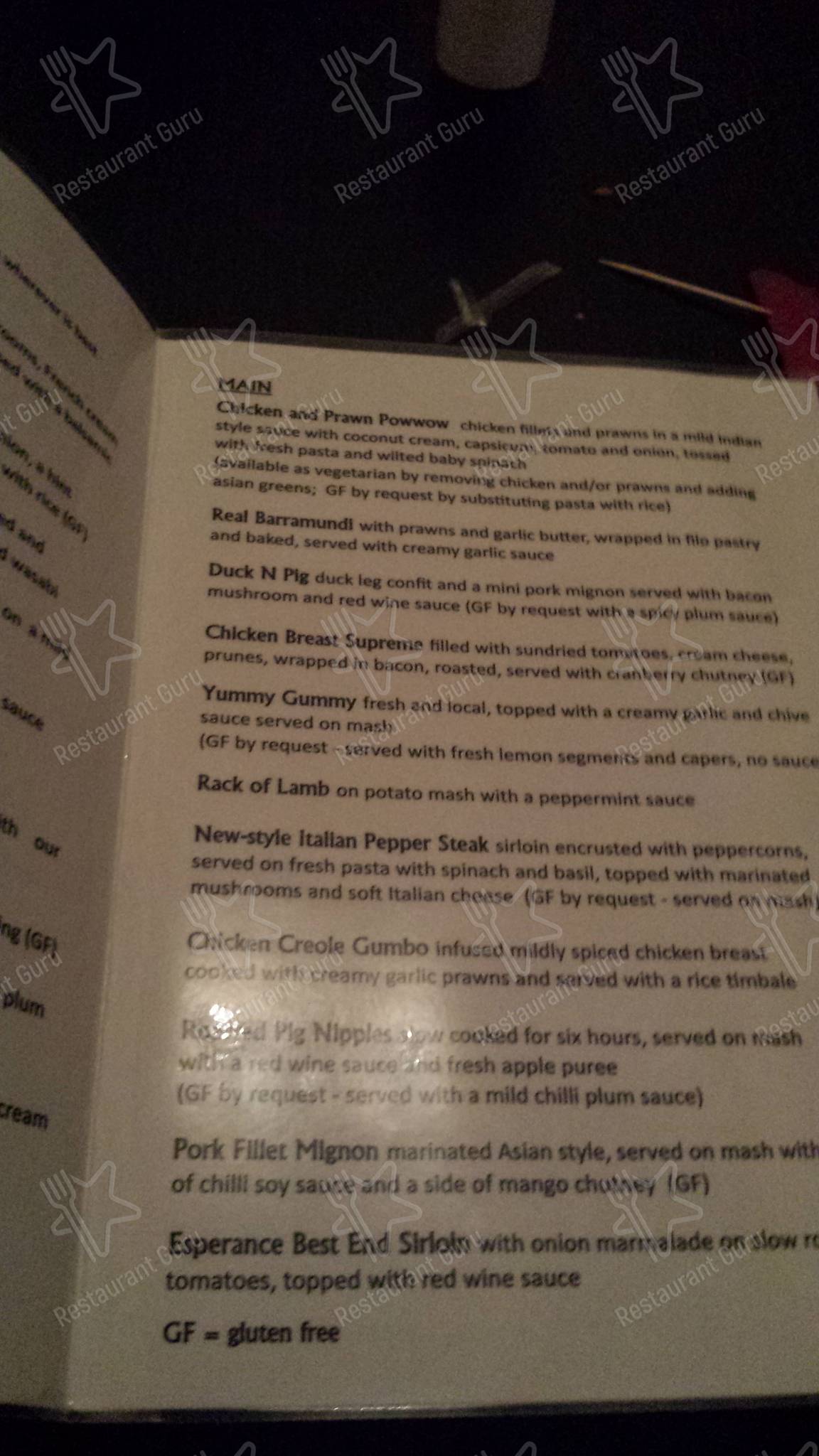 Menu at Loose Goose Bar & Restaurant, Esperance