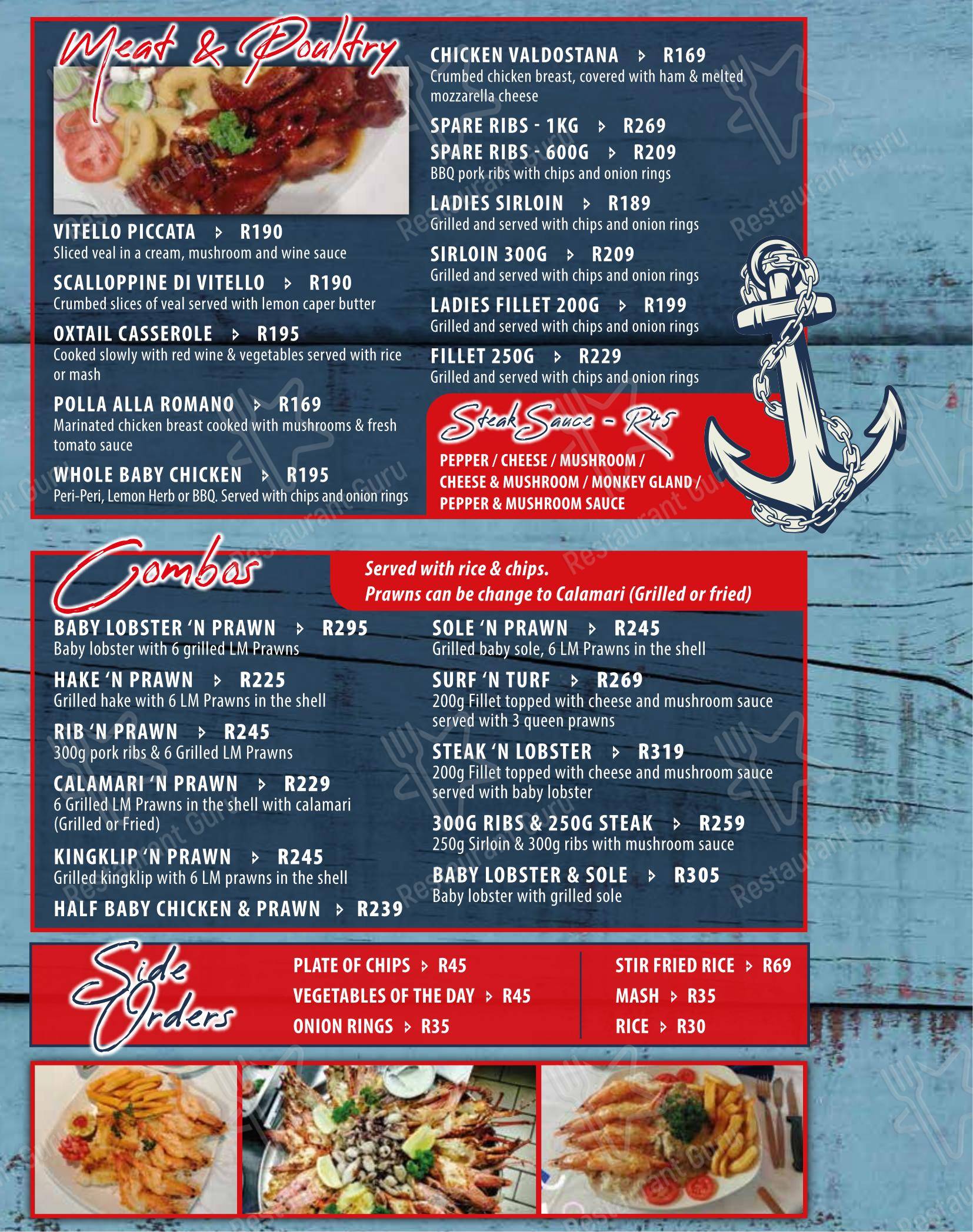 Menu at Lord Prawn Fish & Grill restaurant, Durban