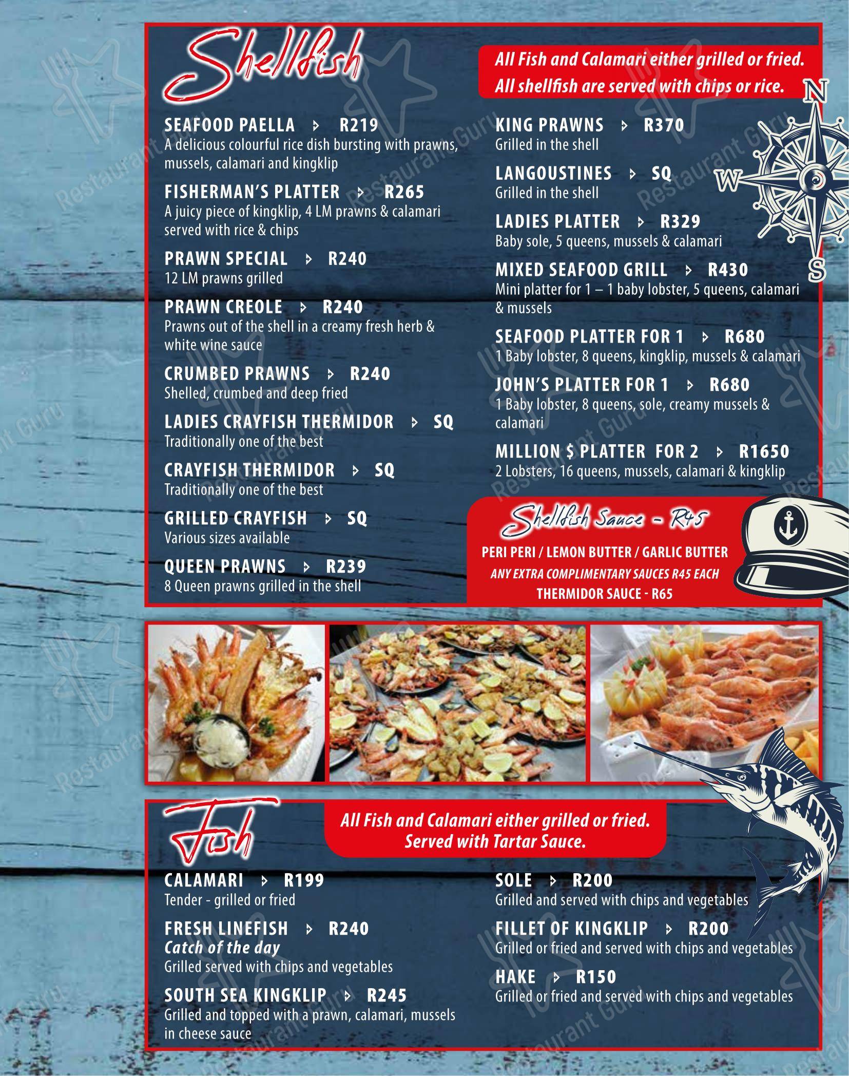 Menu at Lord Prawn Fish & Grill restaurant, Durban