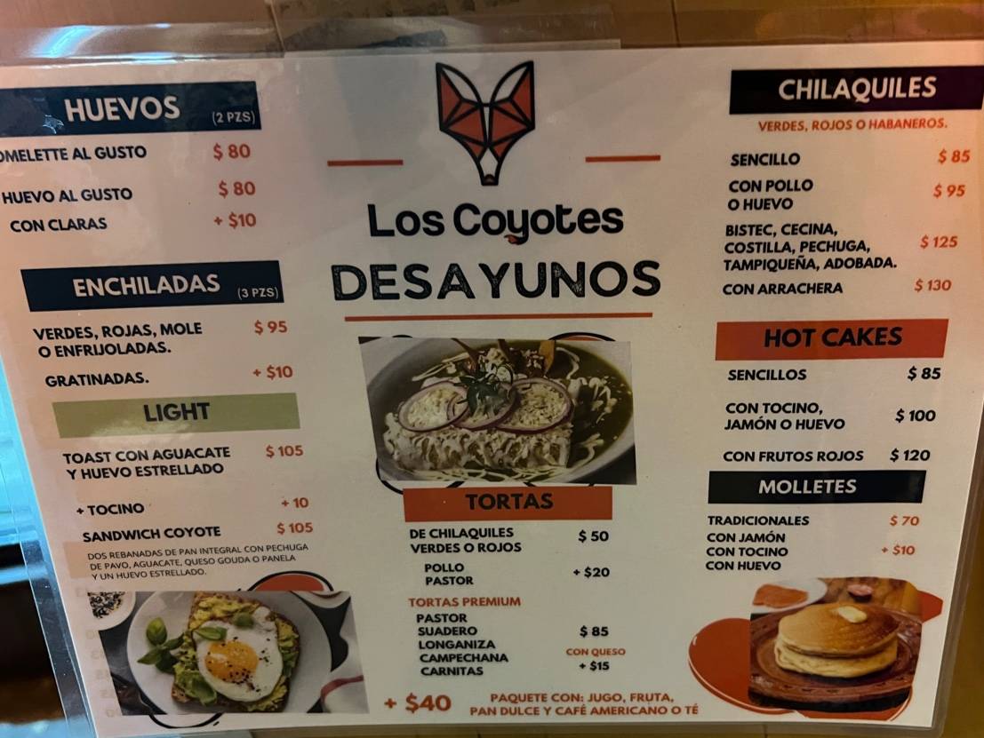 Carta del restaurante Los Coyotes Tacos & Drinks, Ciudad del México