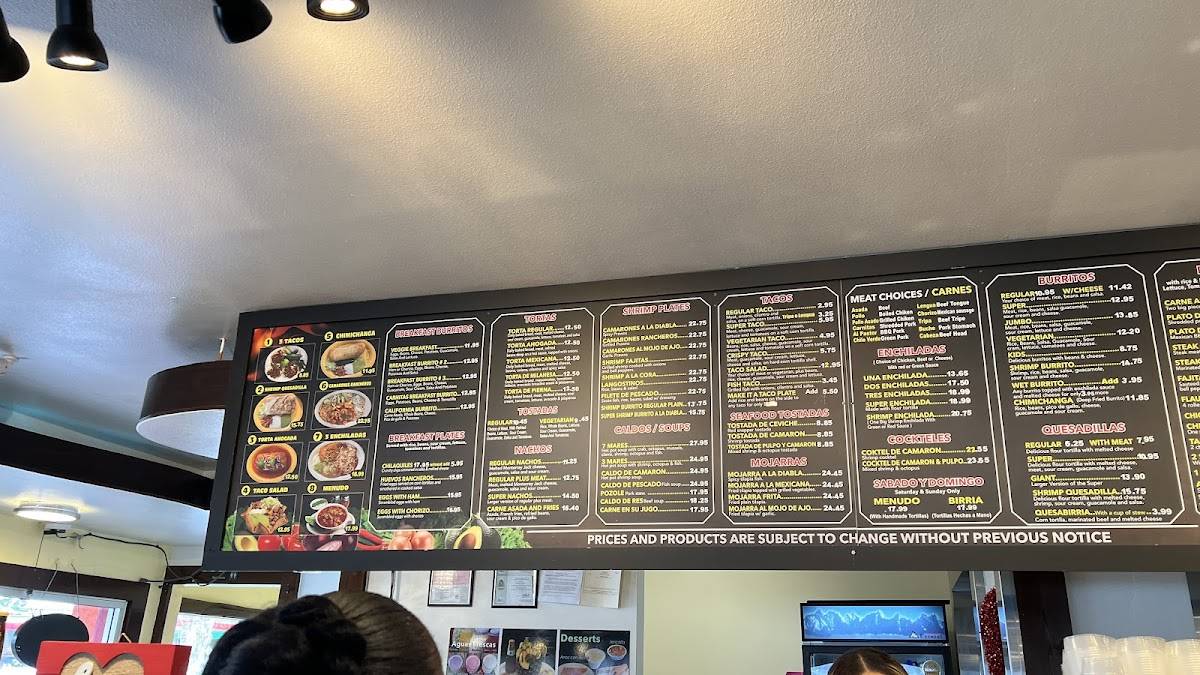Carta del restaurante Los Inmortales Taqueria Cocina Mexicana, Sacramento