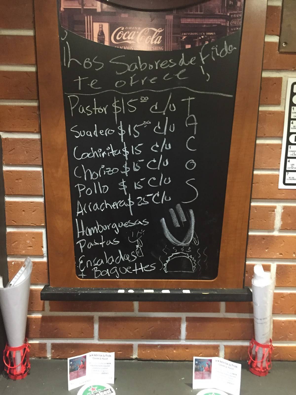 Menu at Los Sabores De Frida restaurant, Mexico City