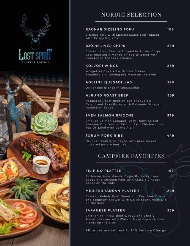 Menu at Lost Spirit Manila pub & bar, Manila
