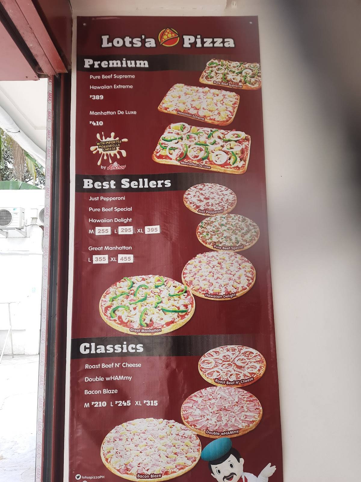 Menu at Lots'a Pizza restaurant, Antipolo, J. Sumulong St.