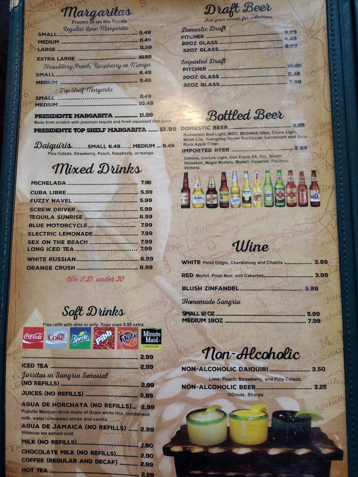 Menu at Los Portales Mexican Restaurant, Lottsburg, 803 Northumberland Hwy