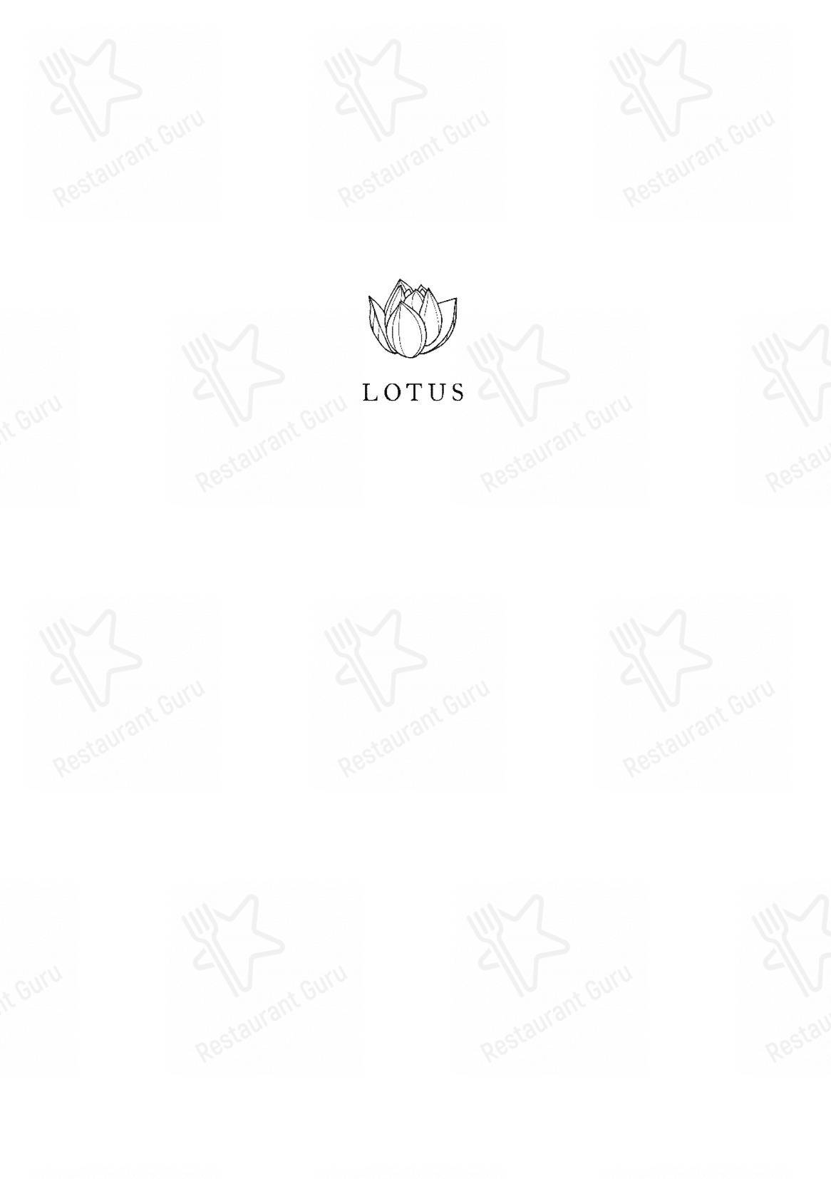 Menu at Lotus restaurant, Highgate