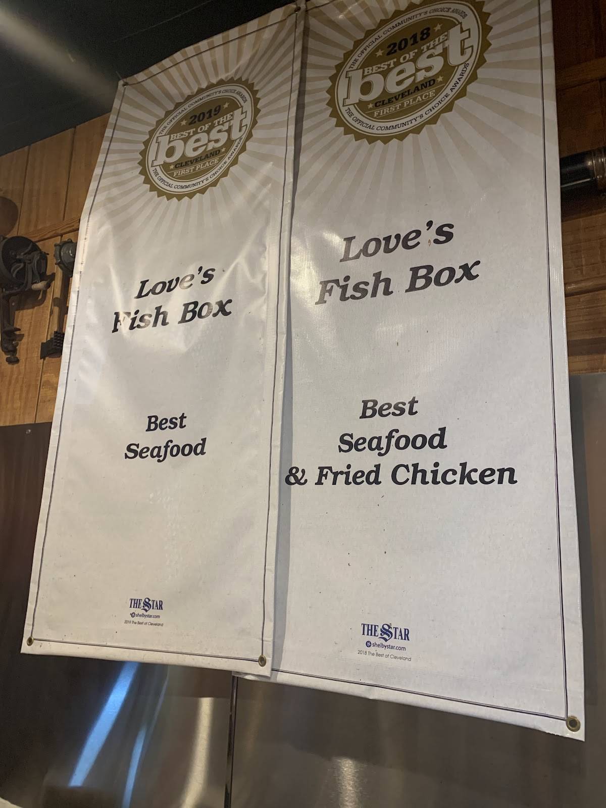 Menu at Love's Fish Box restaurant, Kings Mountain
