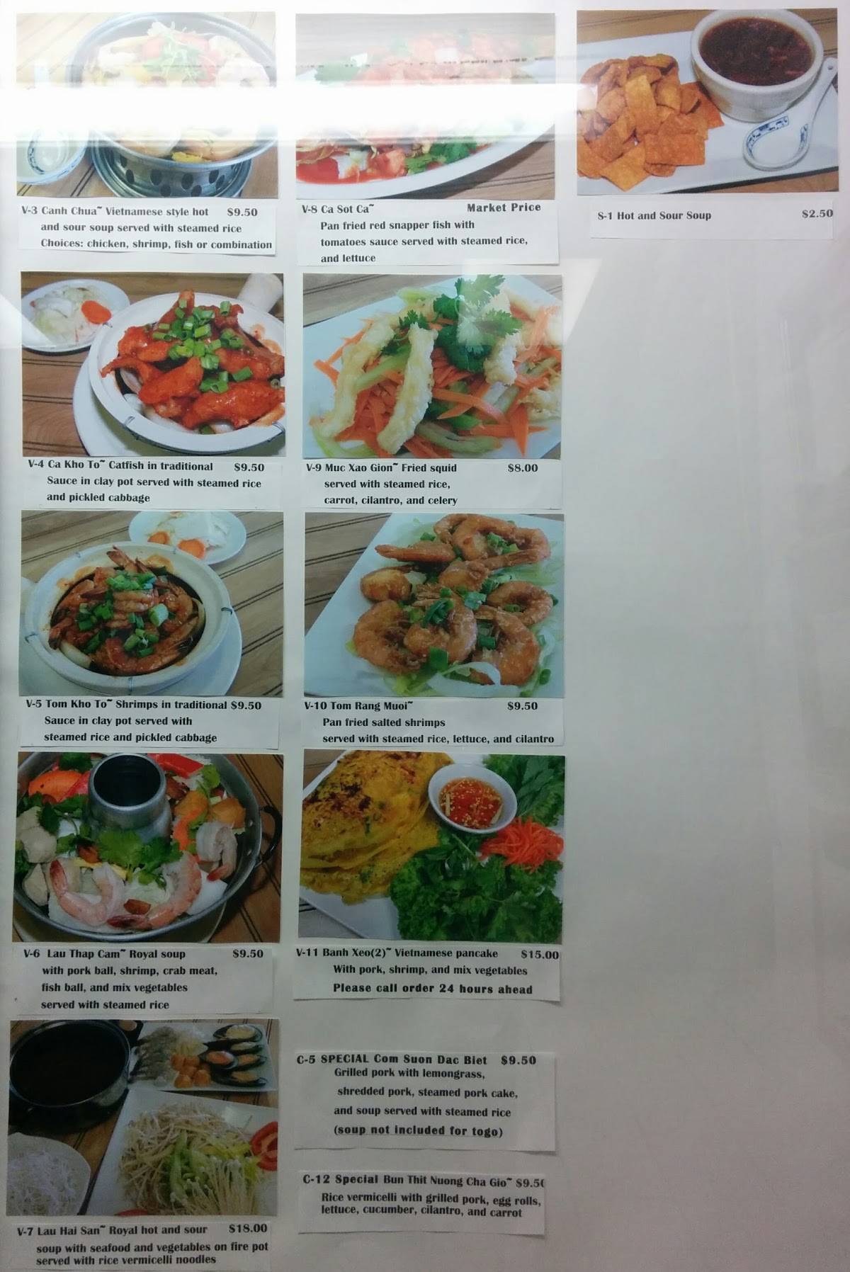 Menu at Saigon Cafe, Lubbock