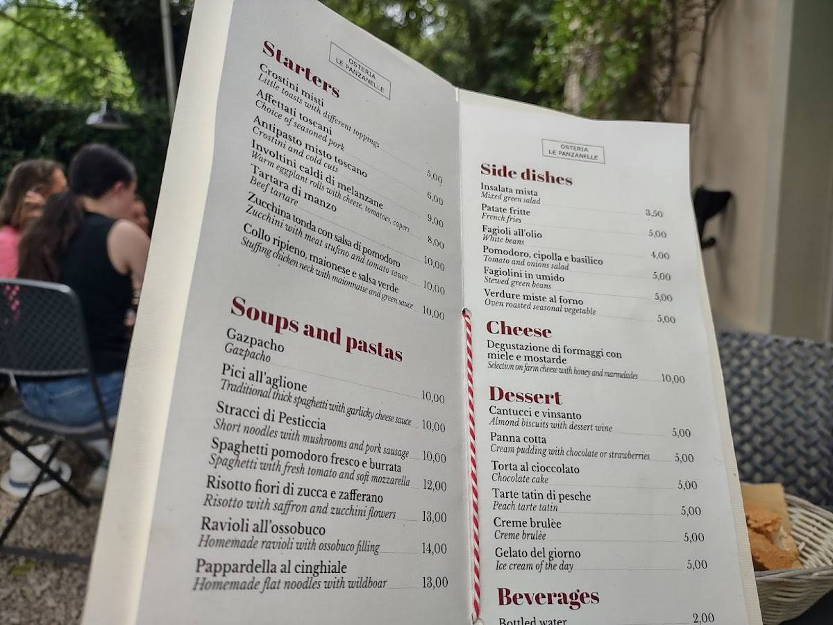 Menu at Osteria Le Panzanelle restaurant, Lucarelli