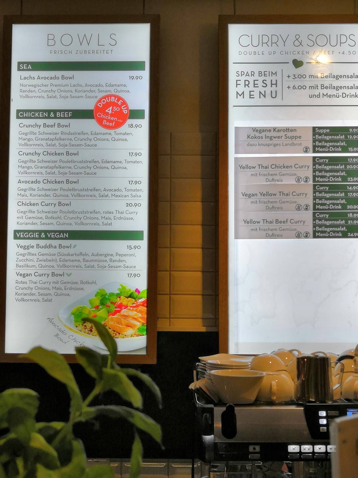 Menu at dean&david, Lucerne, Morgartenstrasse 4