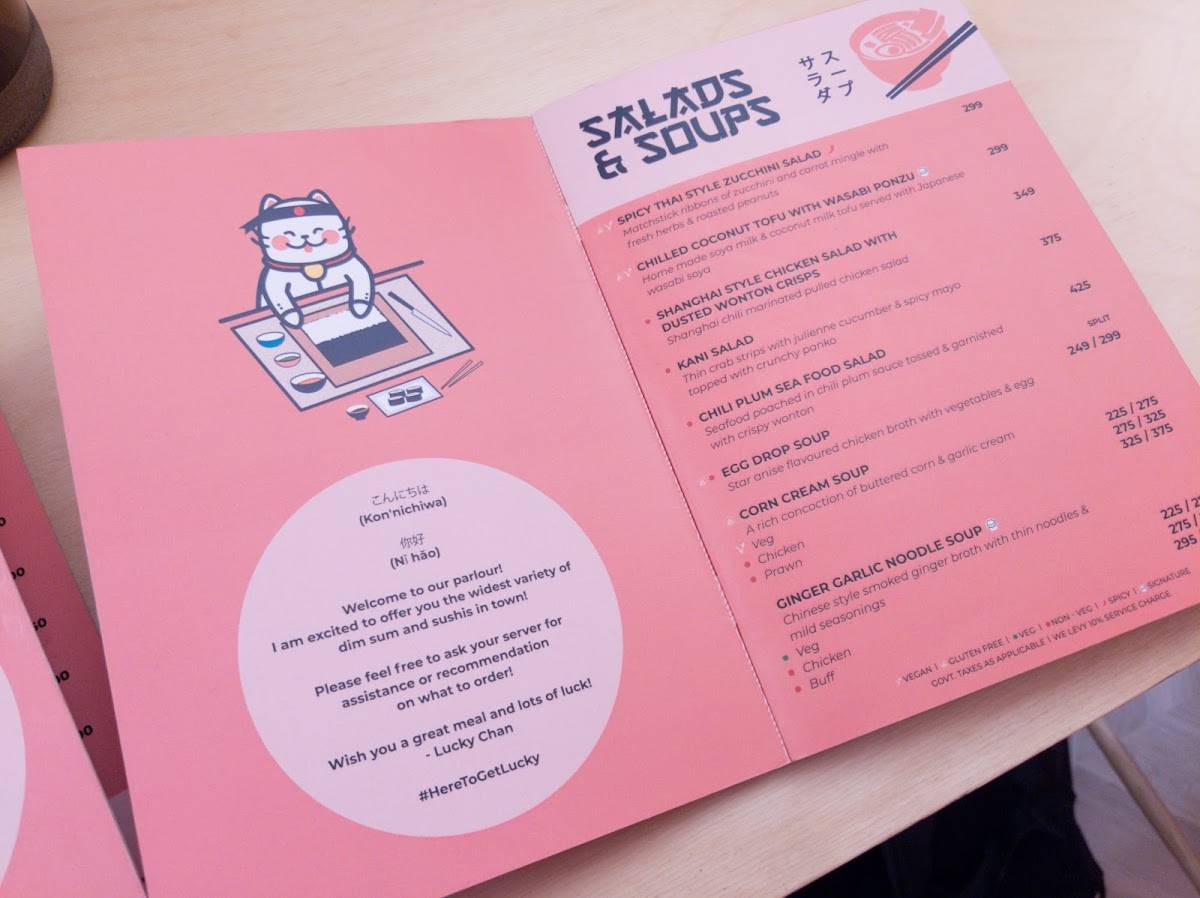 Menu at Lucky Chan - Dim Sum and Sushi Parlour, Indiranagar, Bengaluru