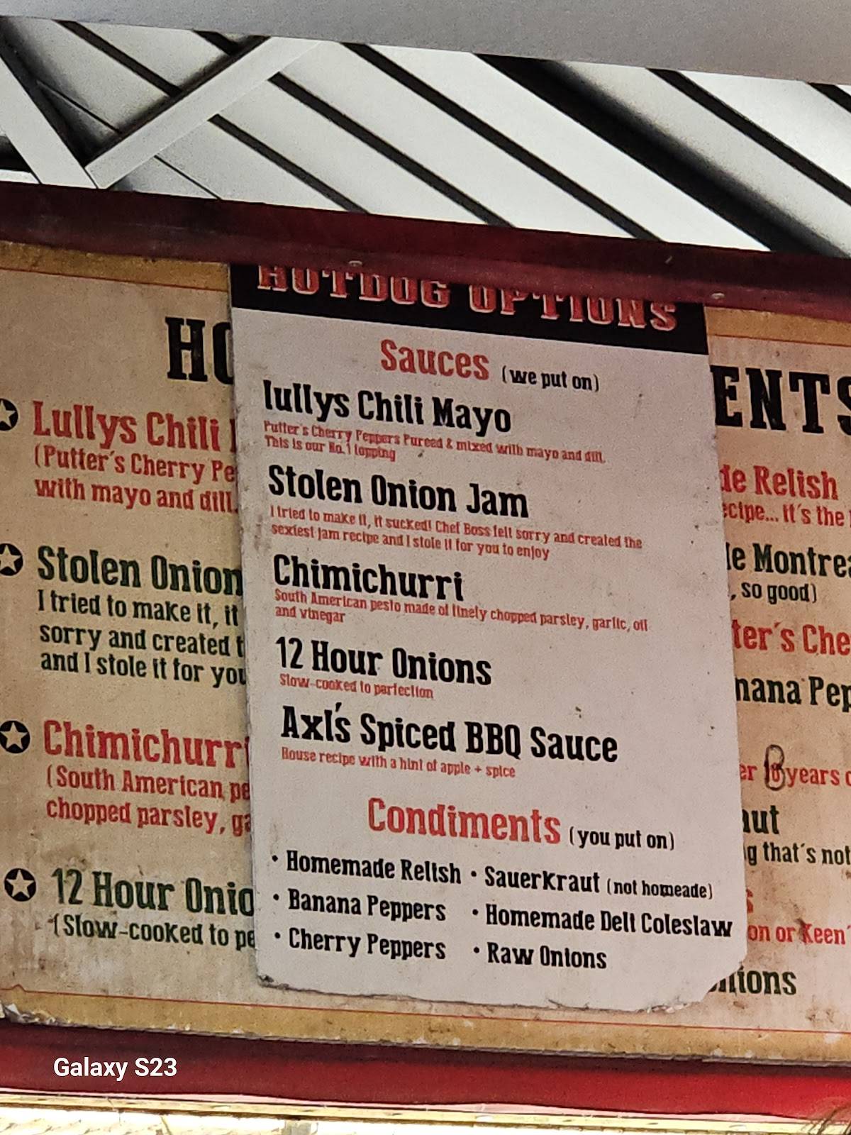 Menu at Lully's fast food, Abbotsford, South Fraser Way