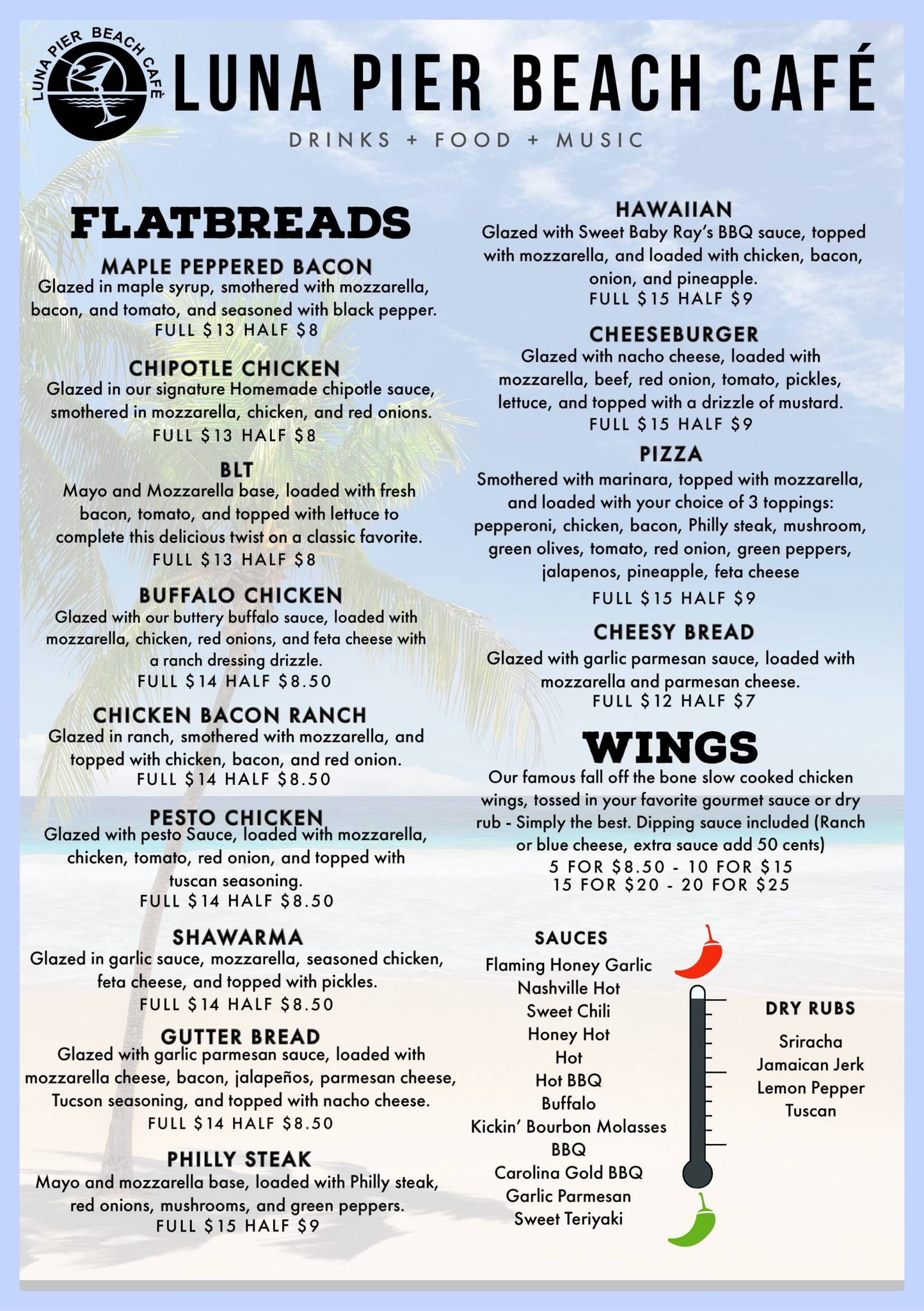 Menu at Luna Pier Beach Cafe, Luna Pier