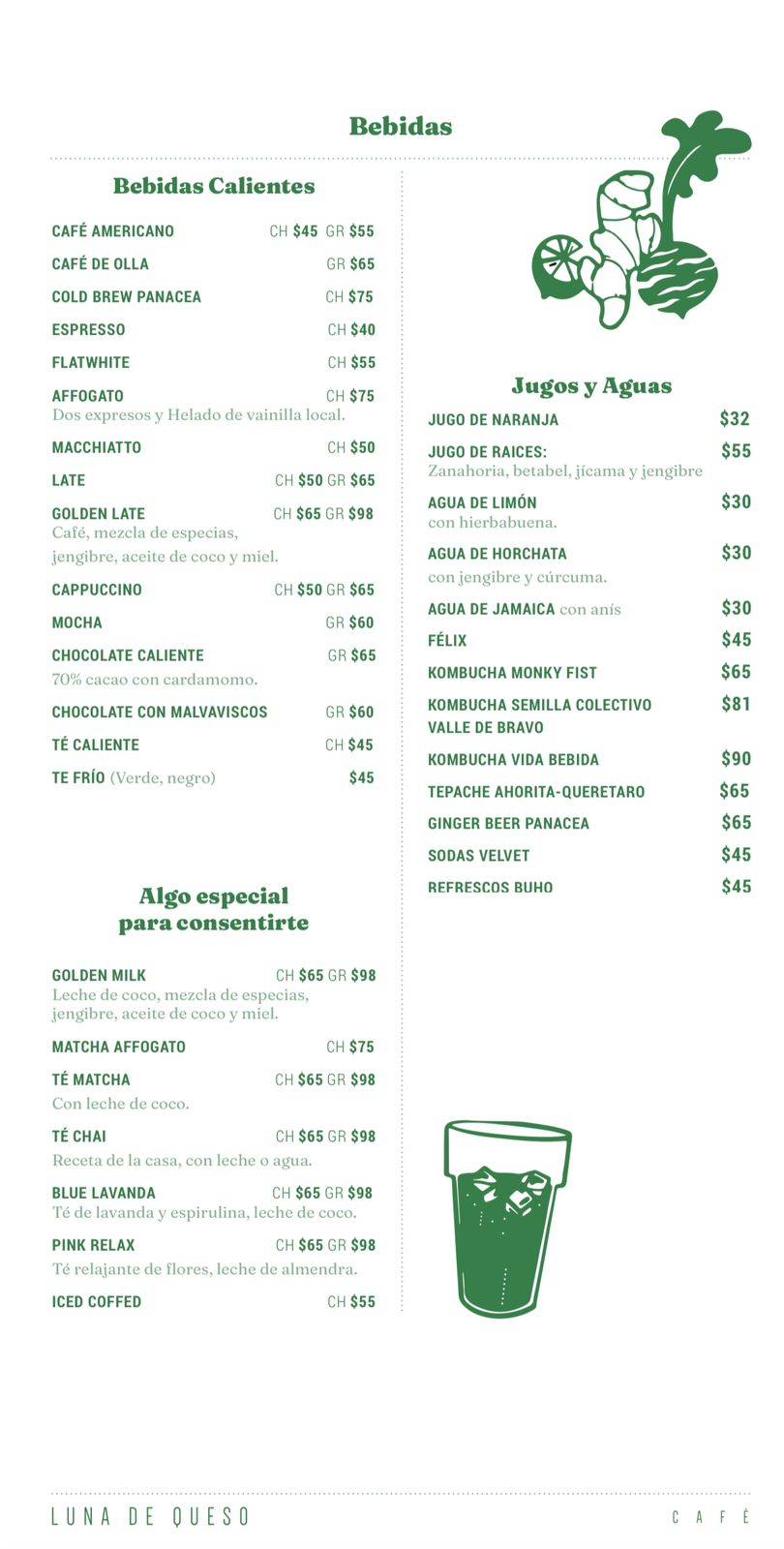 Menu at Luna de Queso pub & bar, San Miguel de Allende, Josefina Orozco 10