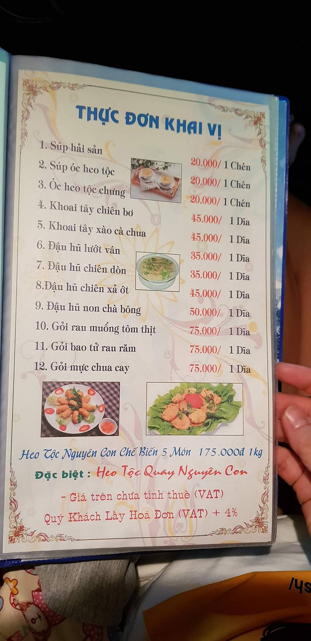 Menu at Lương Gia Quán restaurant, Ho Chi Minh City, 82 Nguyễn Tuyển