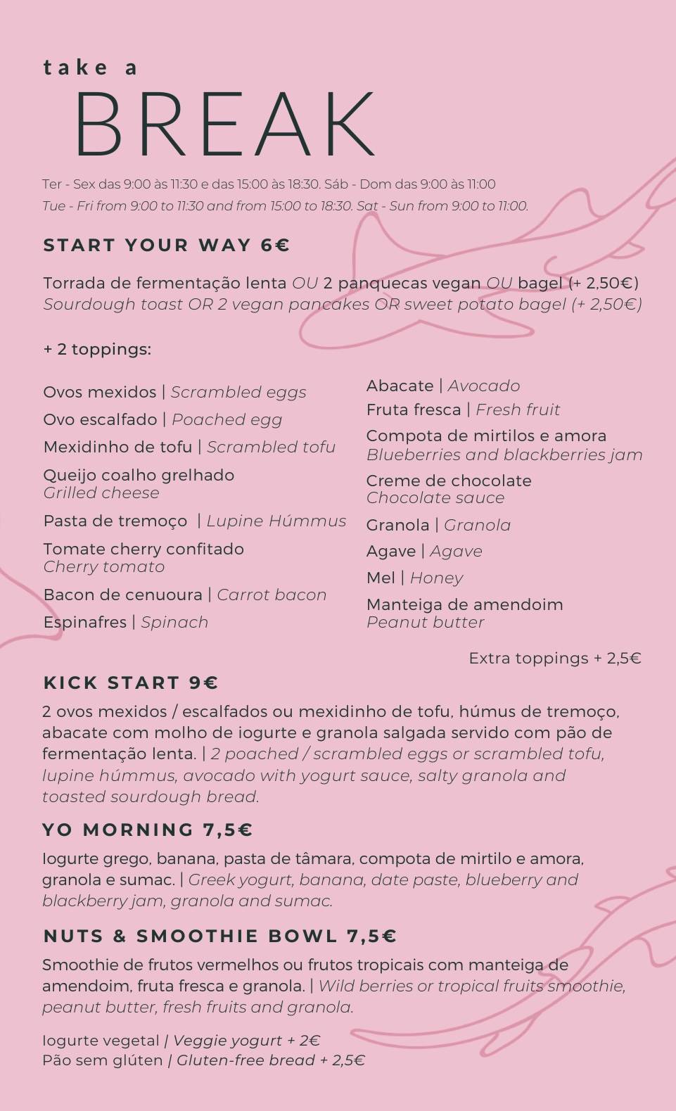 Menu at M Café, Carcavelos