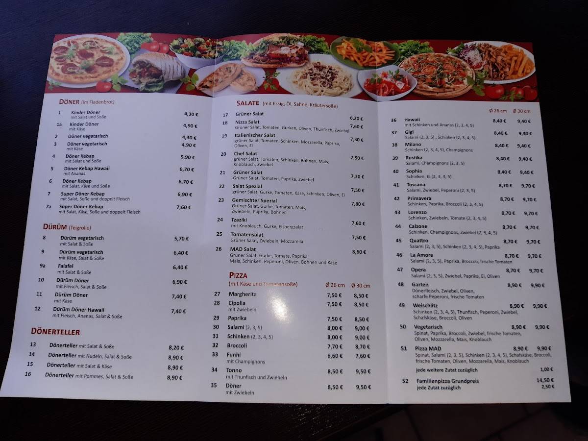 Speisekarte von MAD Döner restaurant, Weischlitz