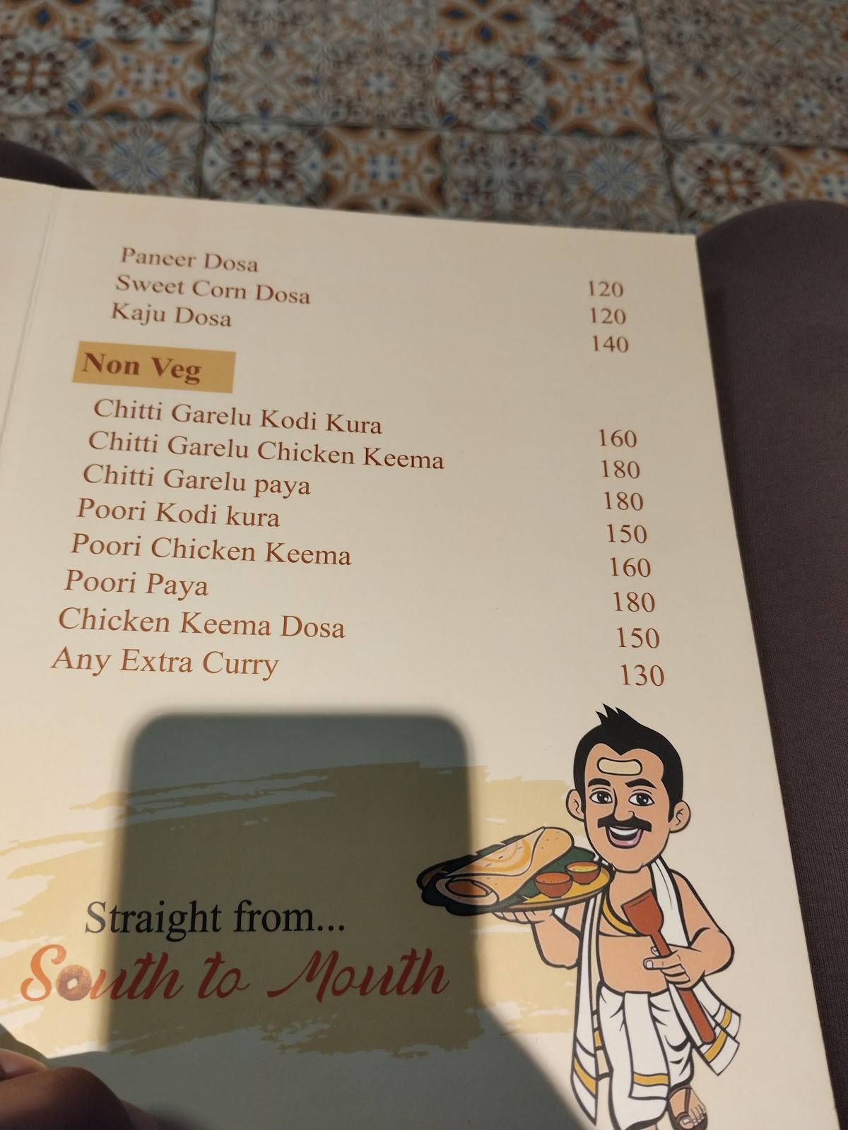 Menu at MANDUVA HOUSE, Vaddeswaram